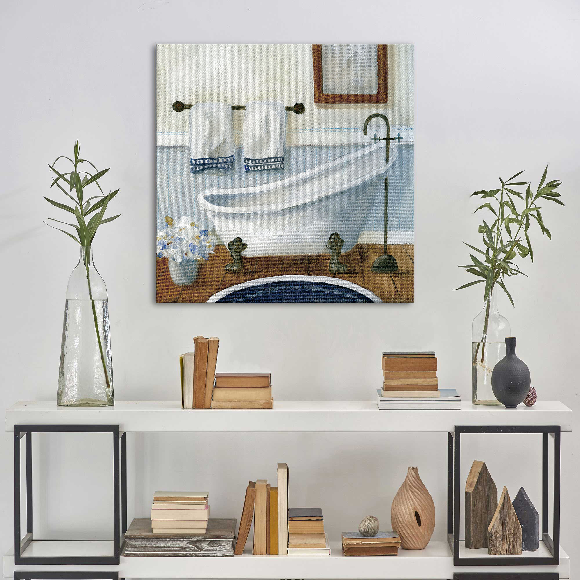 Lark Manor™ "Cozy Navy Bath II" by Carol Robinson Print on Canvas | Wayfair