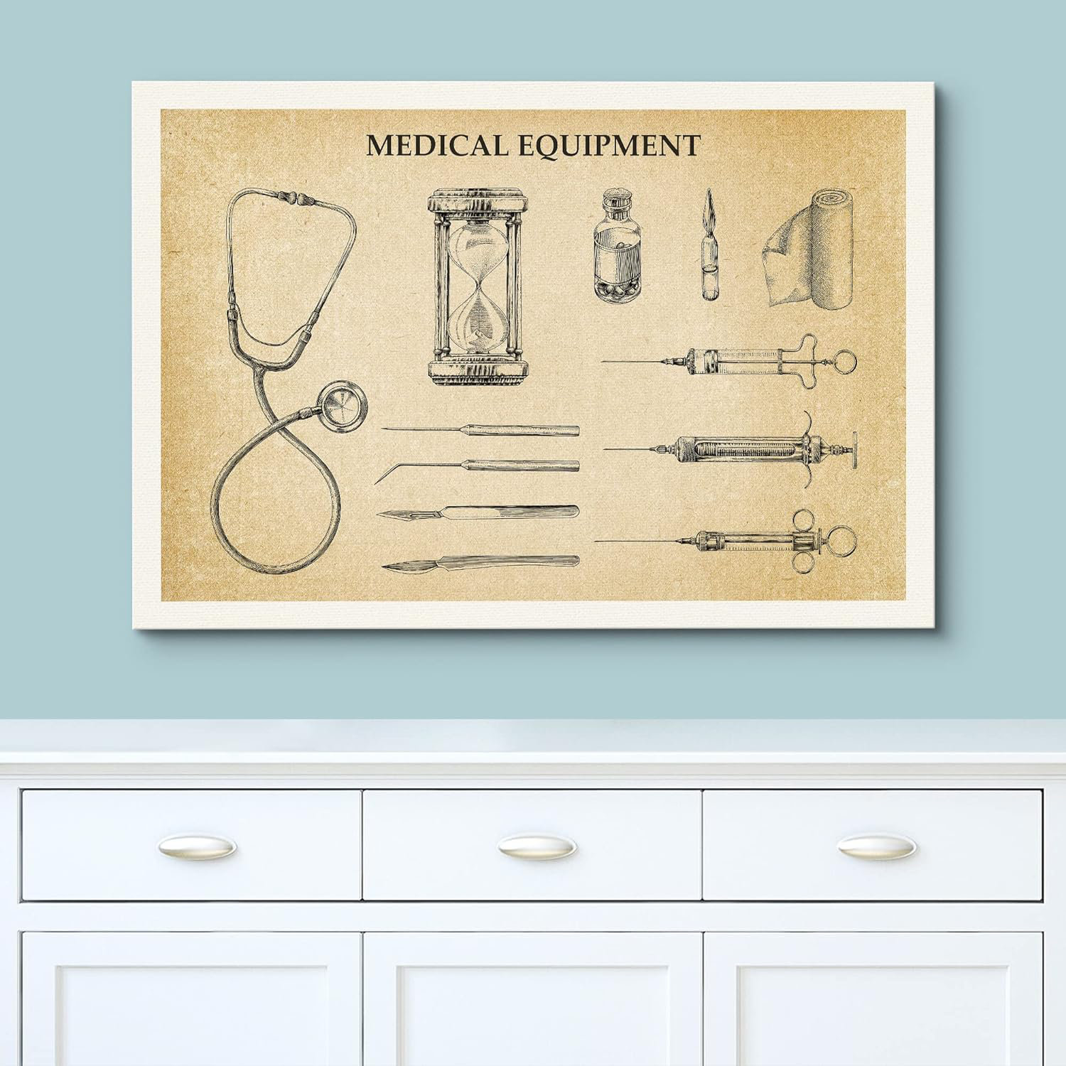IDEA4WALL Medical Health "Vintage Retro Medical Equipment Doctor Office ...