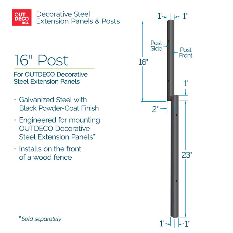 OUTDECO 16" Galvanized Steel Fence Extension Leg, Black & Reviews | Wayfair