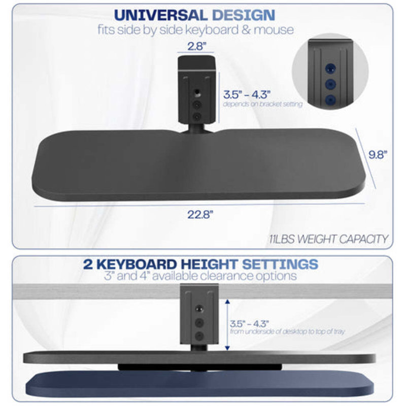 Vivo Black Single Clamp Rotating Keyboard Tray | Wayfair