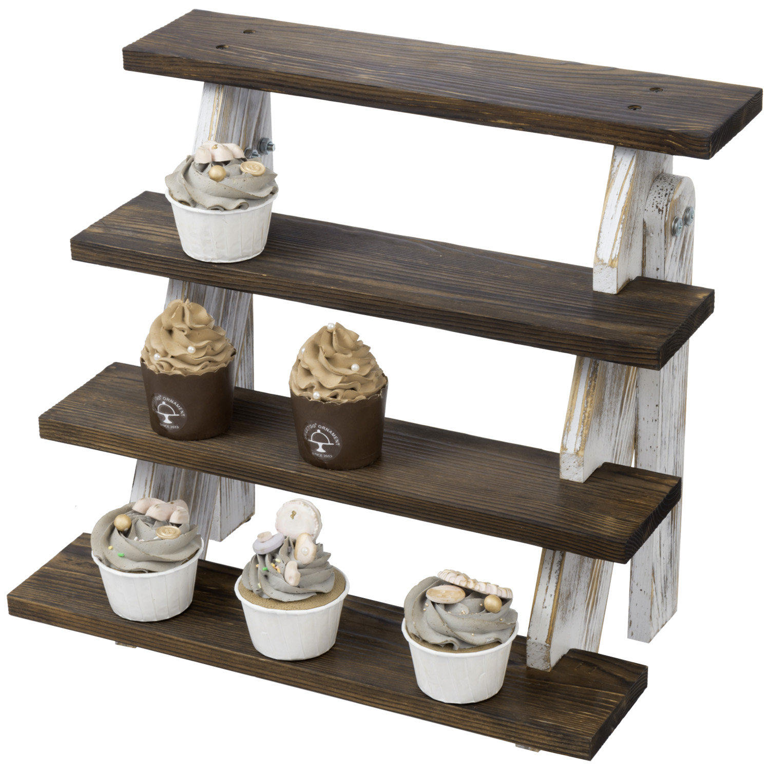 Loon Peak® Haigen Two-Tone Burnt Brown Stair Dessert Stand | Wayfair