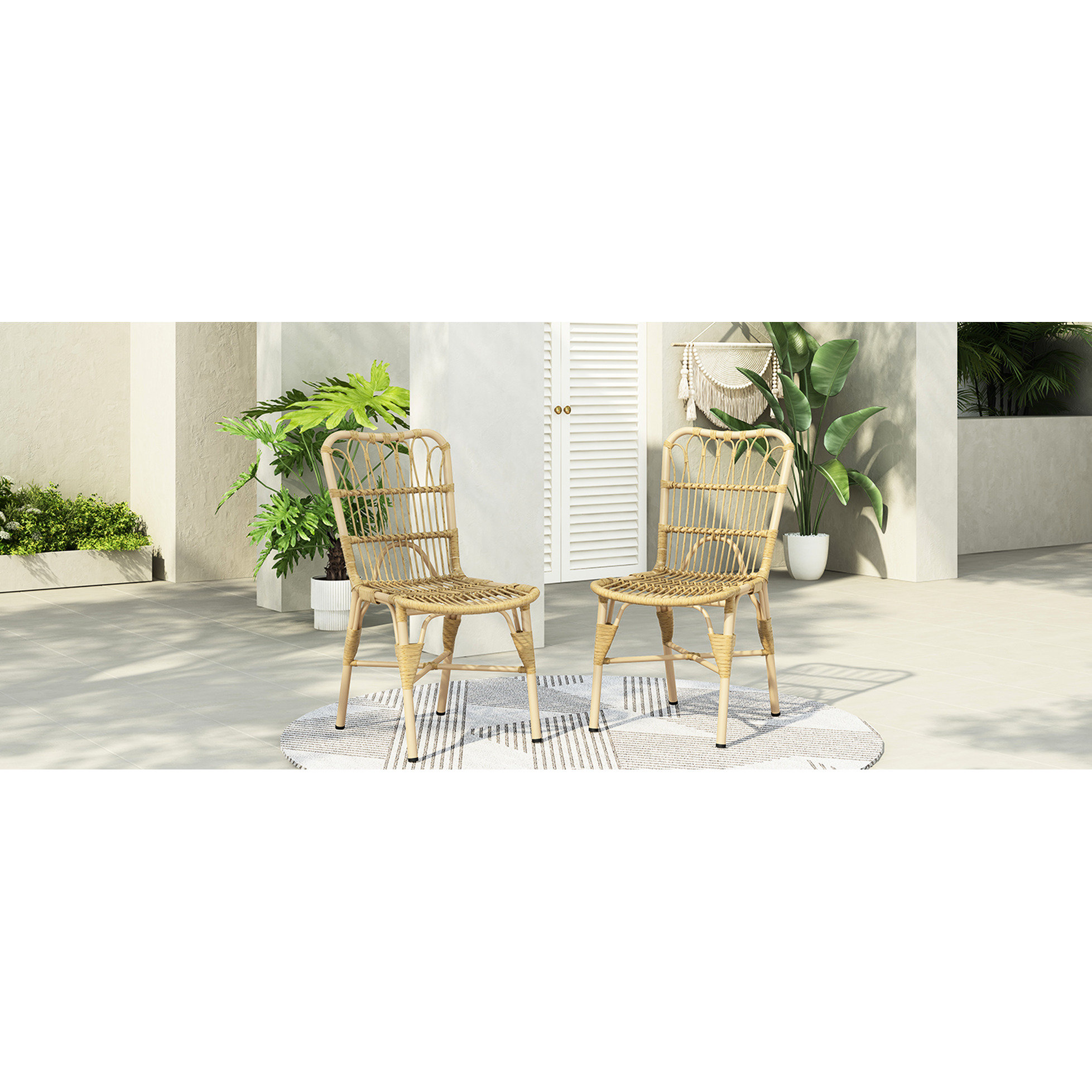 Latitude Run® 2Pcs Outdoor Chair - Iron Construction, Woven Design ...