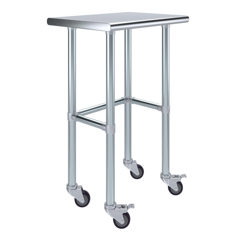 Amgood Stainless Steel Open Base Work Table with Wheels & Reviews | Wayfair