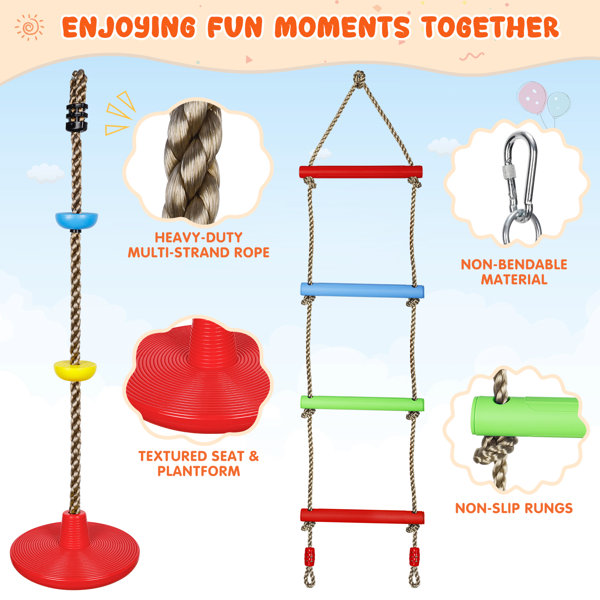 Jovego 3-In-1 Outdoor Swing Set For Kids, 470Lbs Capacity, Adjustable ...