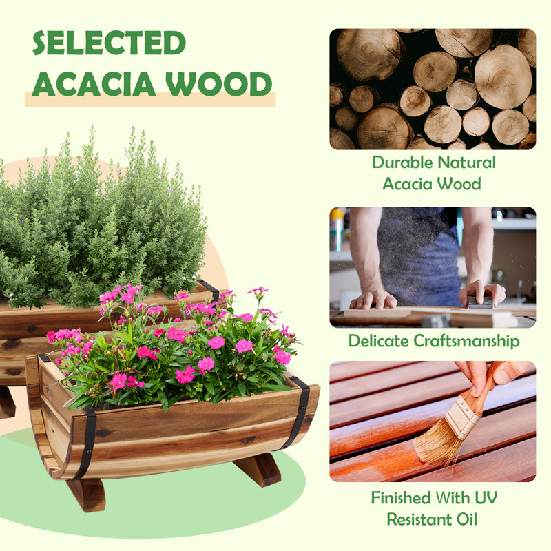 Millwood Pines Half Barrel Planter & Reviews | Wayfair