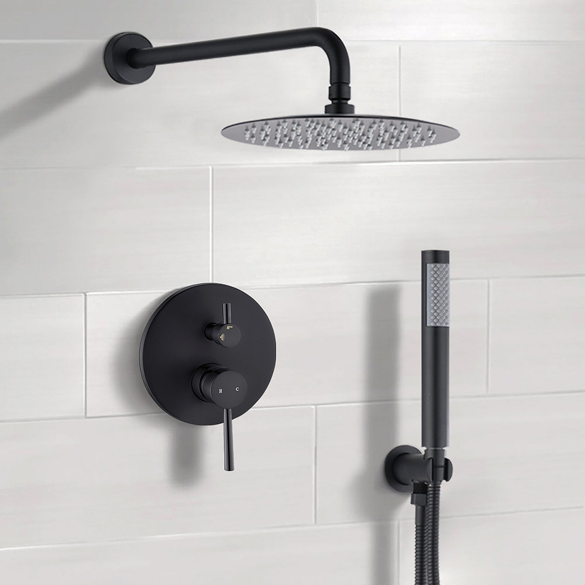 CHUANGYIWANGLUO 10" Roud Rain Shower Head And Handheld Shower Head Set ...