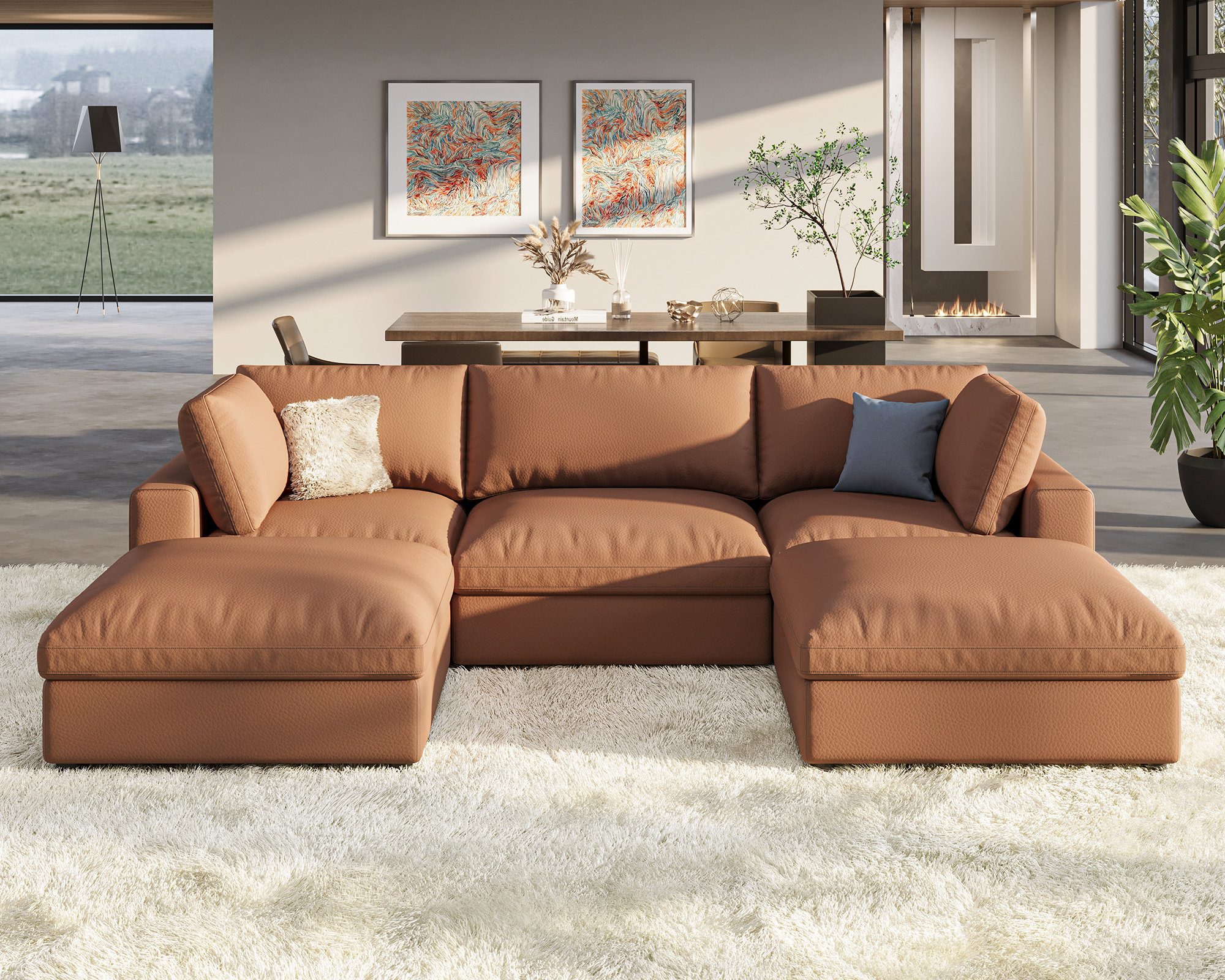 Hokku Designs Modular Sectional Sofa, 114 Inches Down Filled Sectional ...