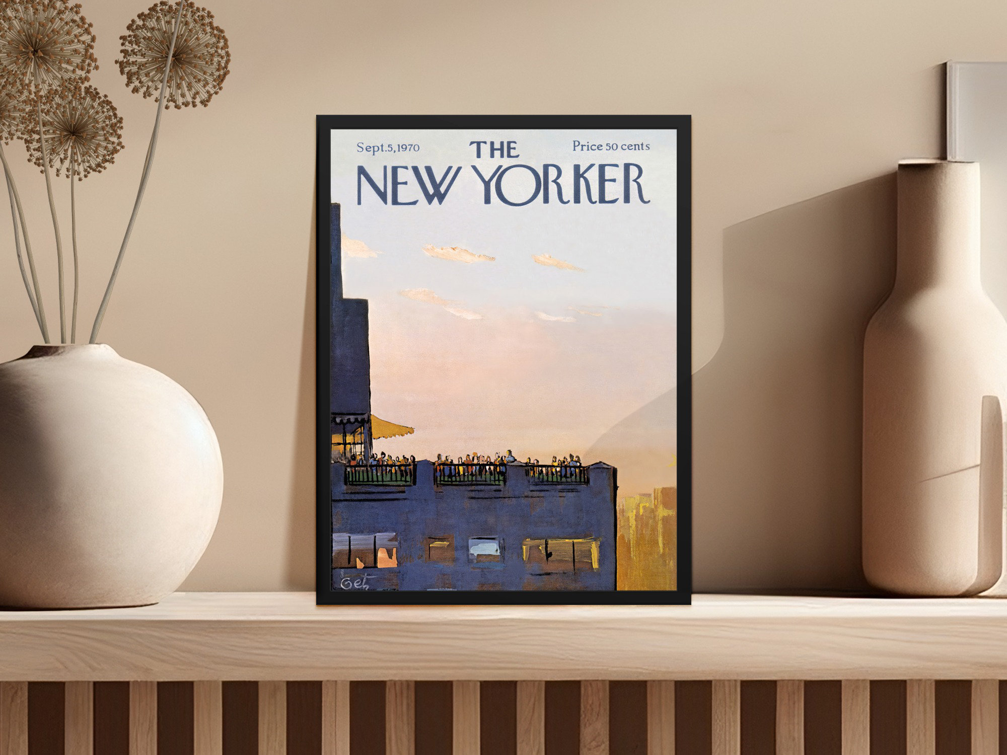 Ivy Bronx The New Yorker Sept 5 1970 Rooftop Scene Cover Framed Poster ...