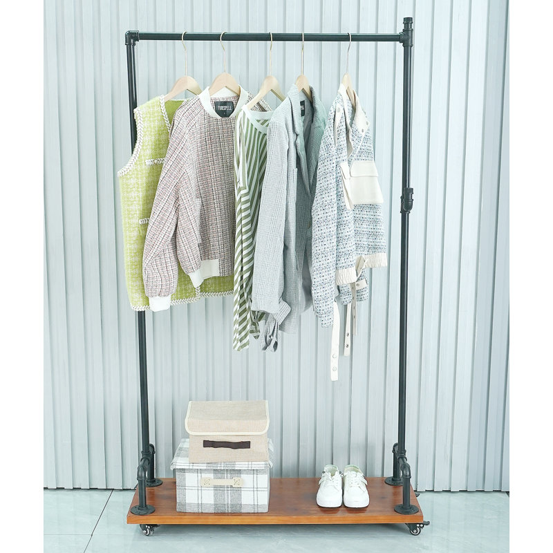 Williston Forge Industrial Rustic Clothes Rack, Clothing Rack For ...