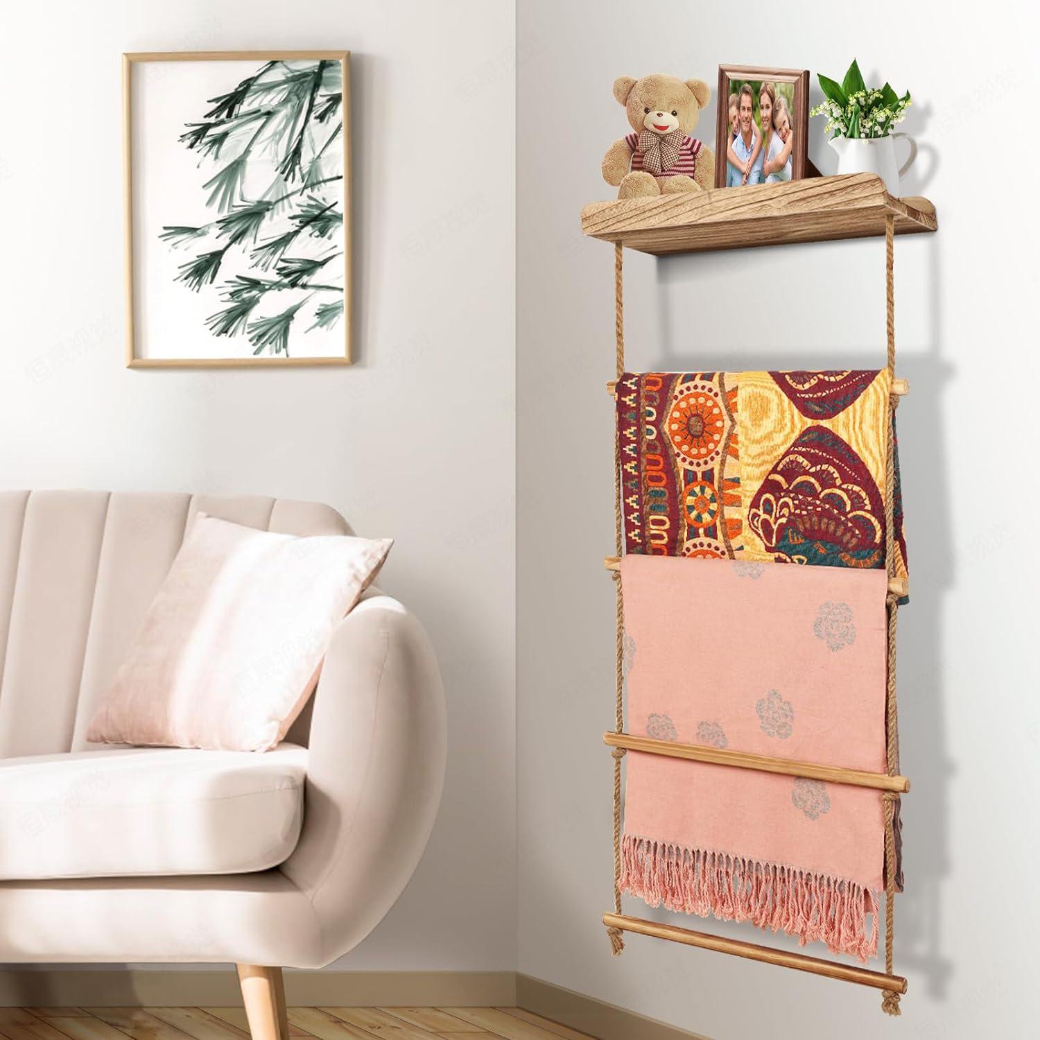Breakwater Bay Blanket Ladder Wooden 5-Tier, 2-In-1 Towel Racks ...