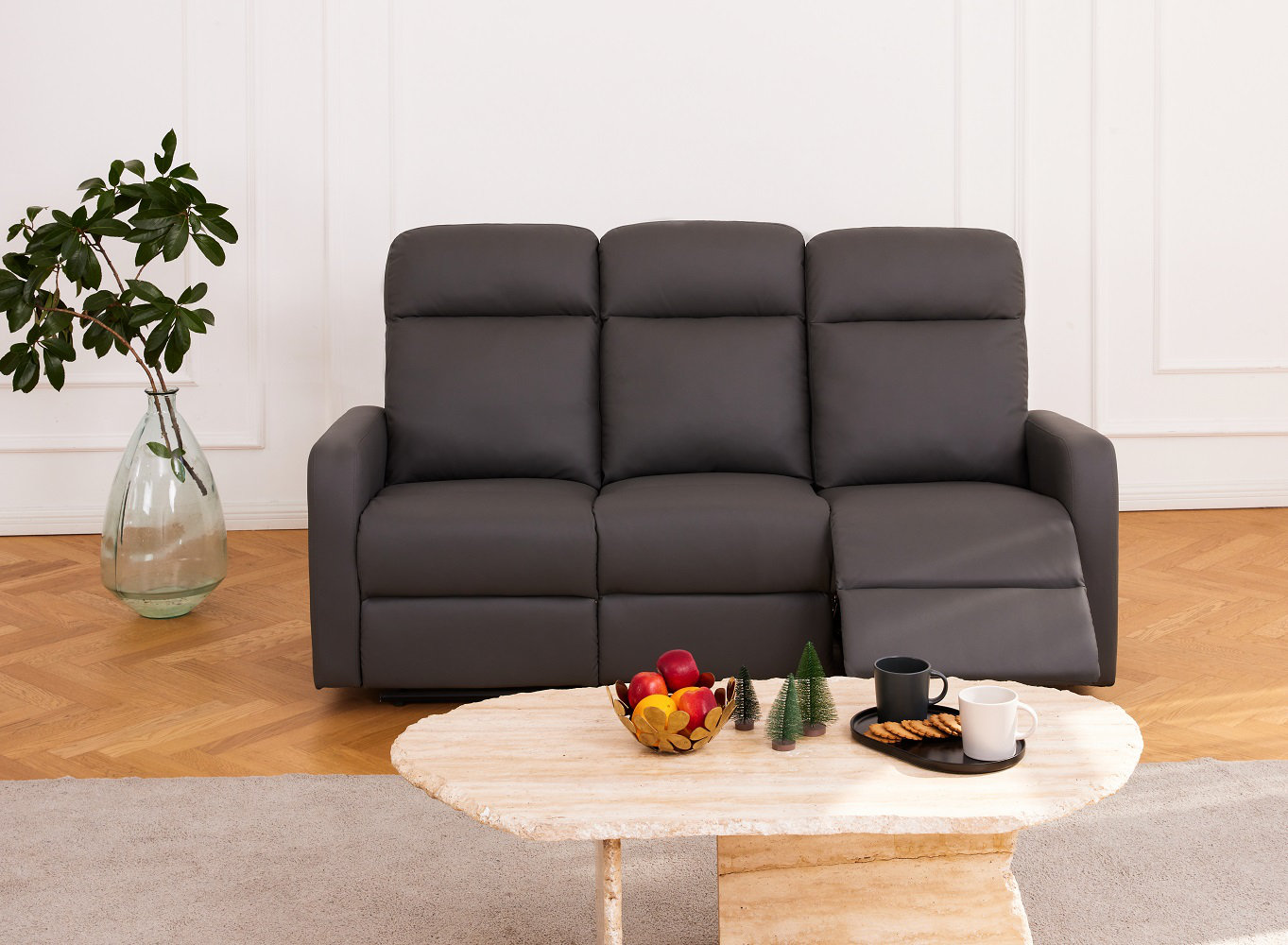 Brayden Studio Cantrall 183Cm Faux Leather Square Arm Reclining Sofa ...