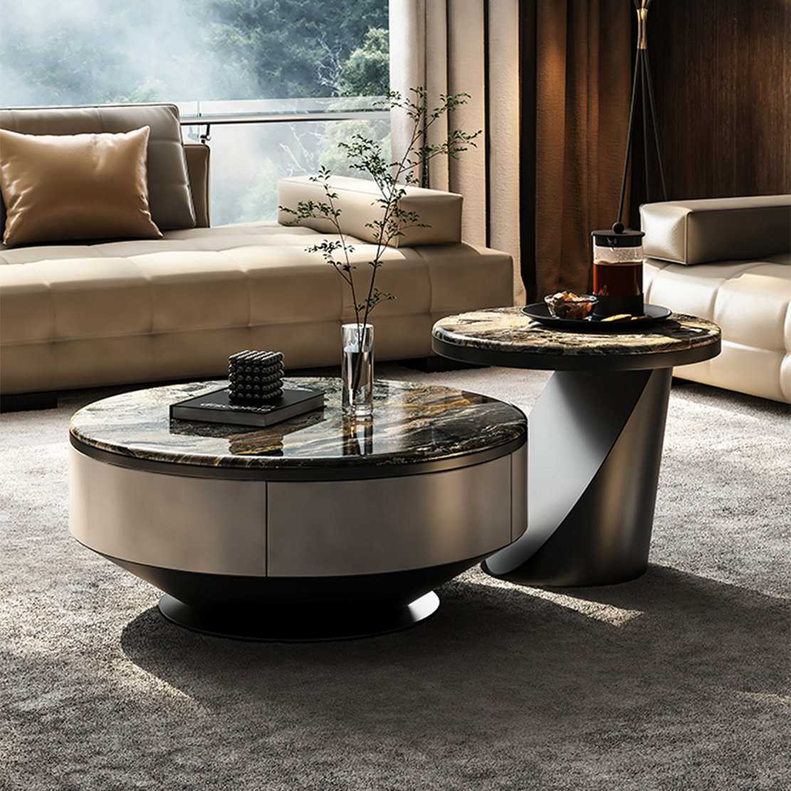 Wu's StylishVault Round microcrystalline stone coffee table - Wayfair ...