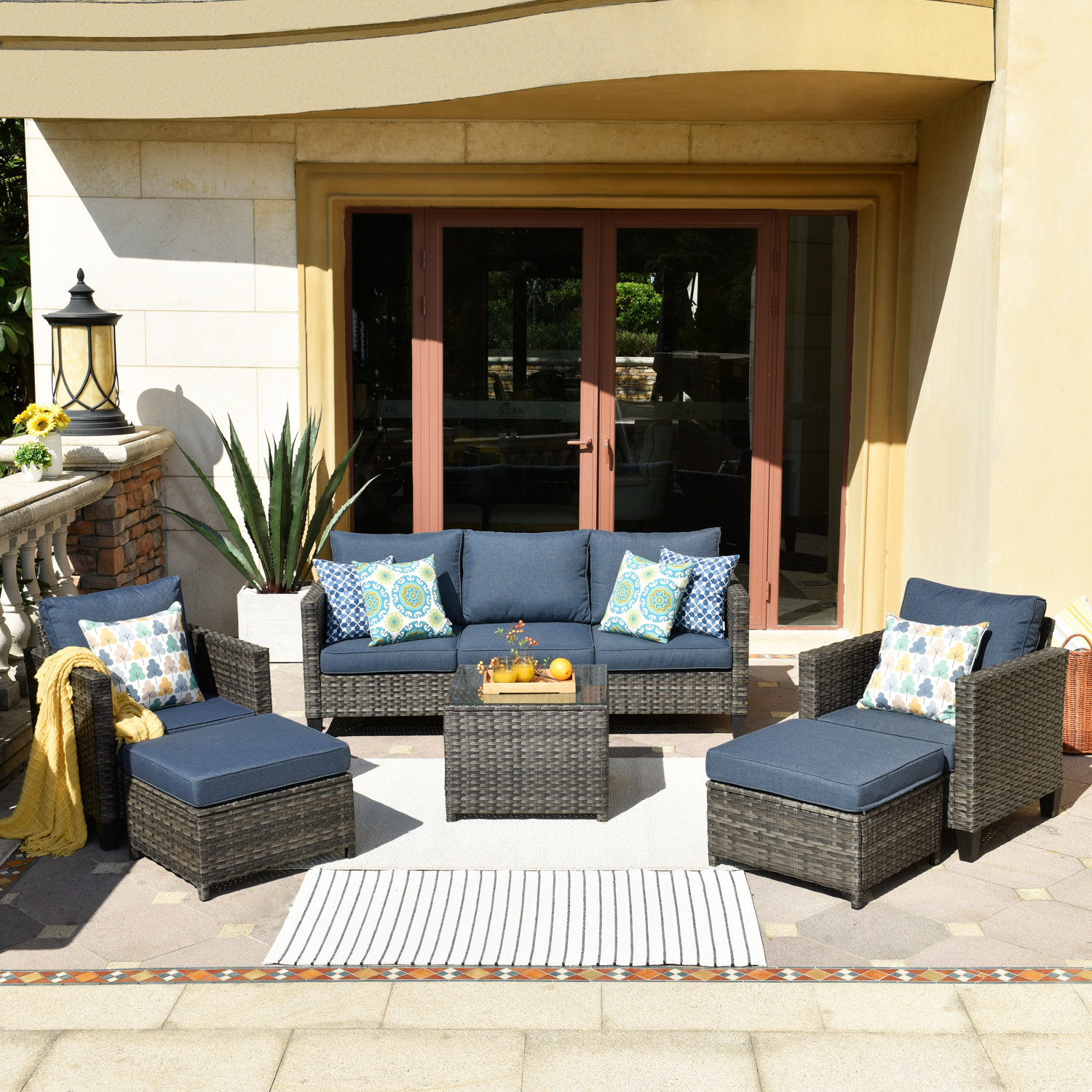 Red Barrel Studio® Kaniha 6 Piece Rattan Sofa Seating Group with ...