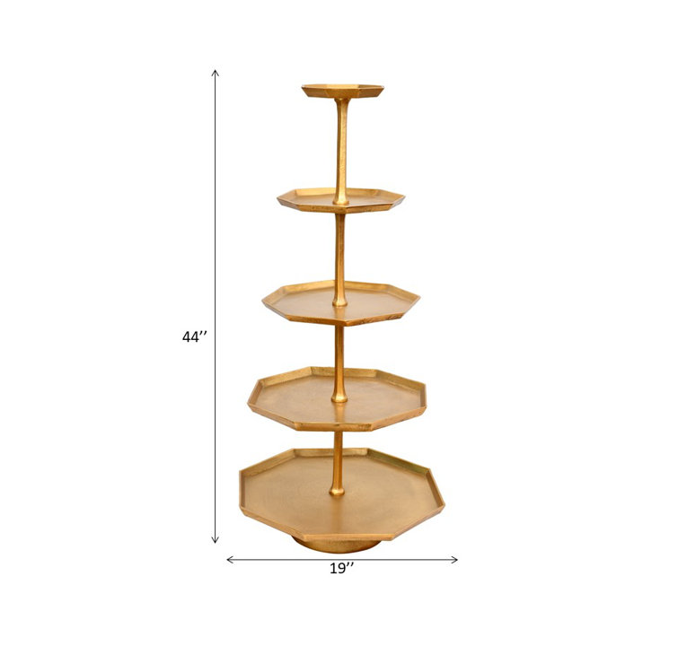 India Handicrafts, Inc. Gold Glided 5-Tier Octagon Stand | Wayfair