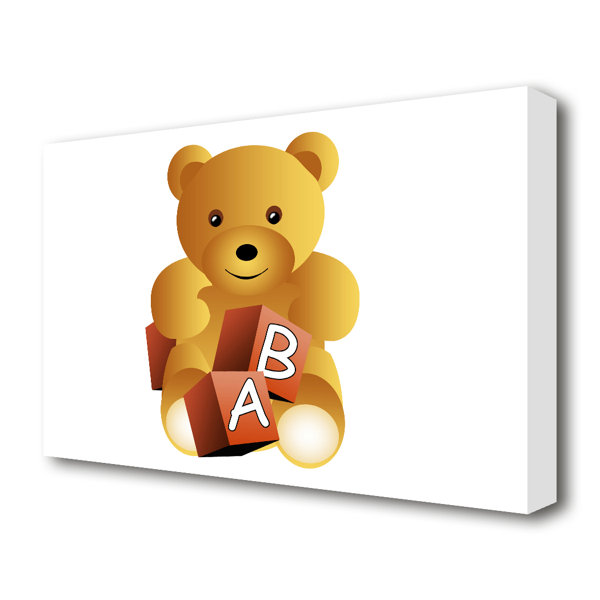 East Urban Home Teddy Bear Alphabet Blocks Childrens - Wrapped Canvas ...