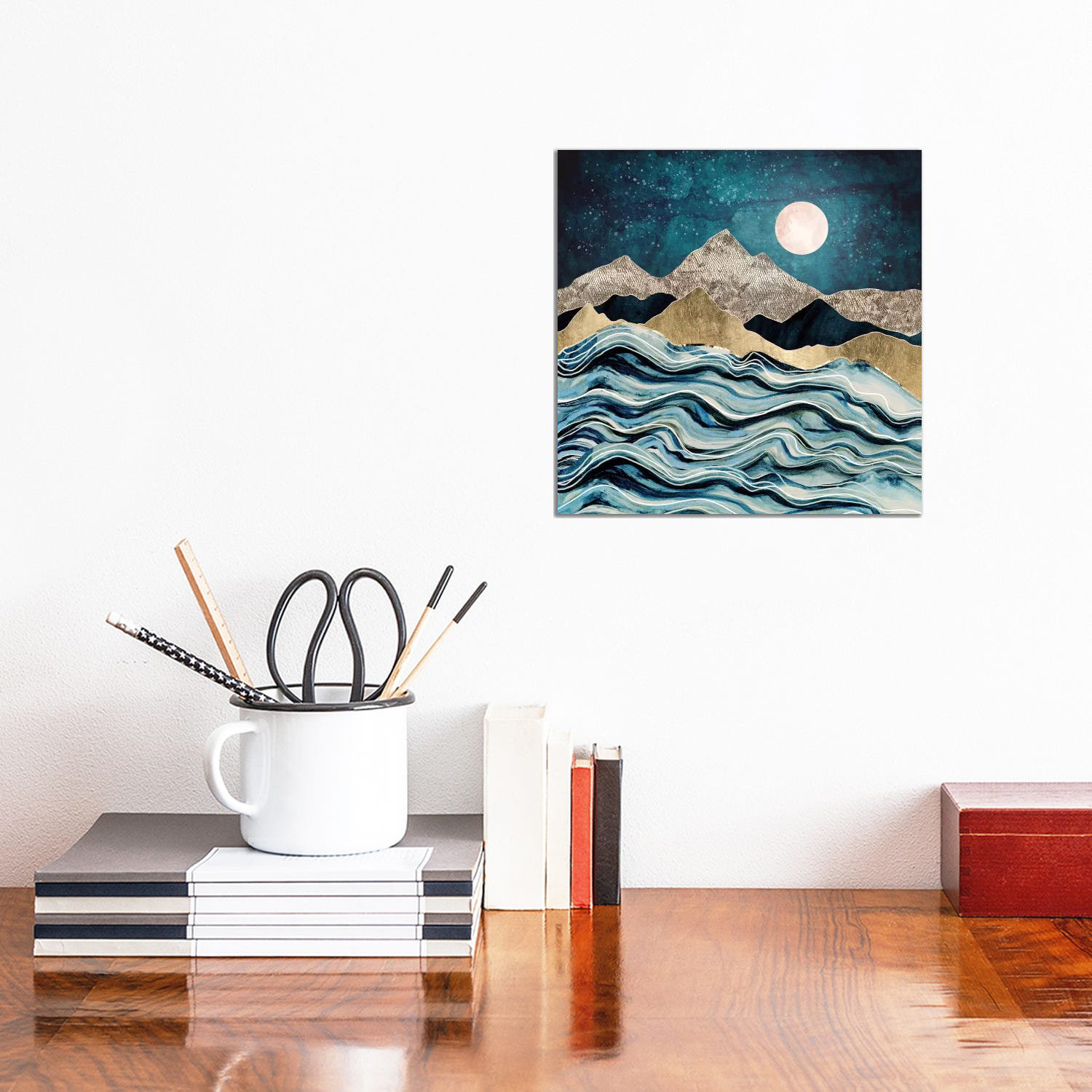 iCanvas Indigo Sea - Graphic Art Print | Wayfair