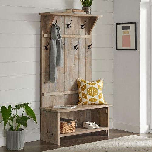 Solid Wood Hall Trees You'll Love | Wayfair