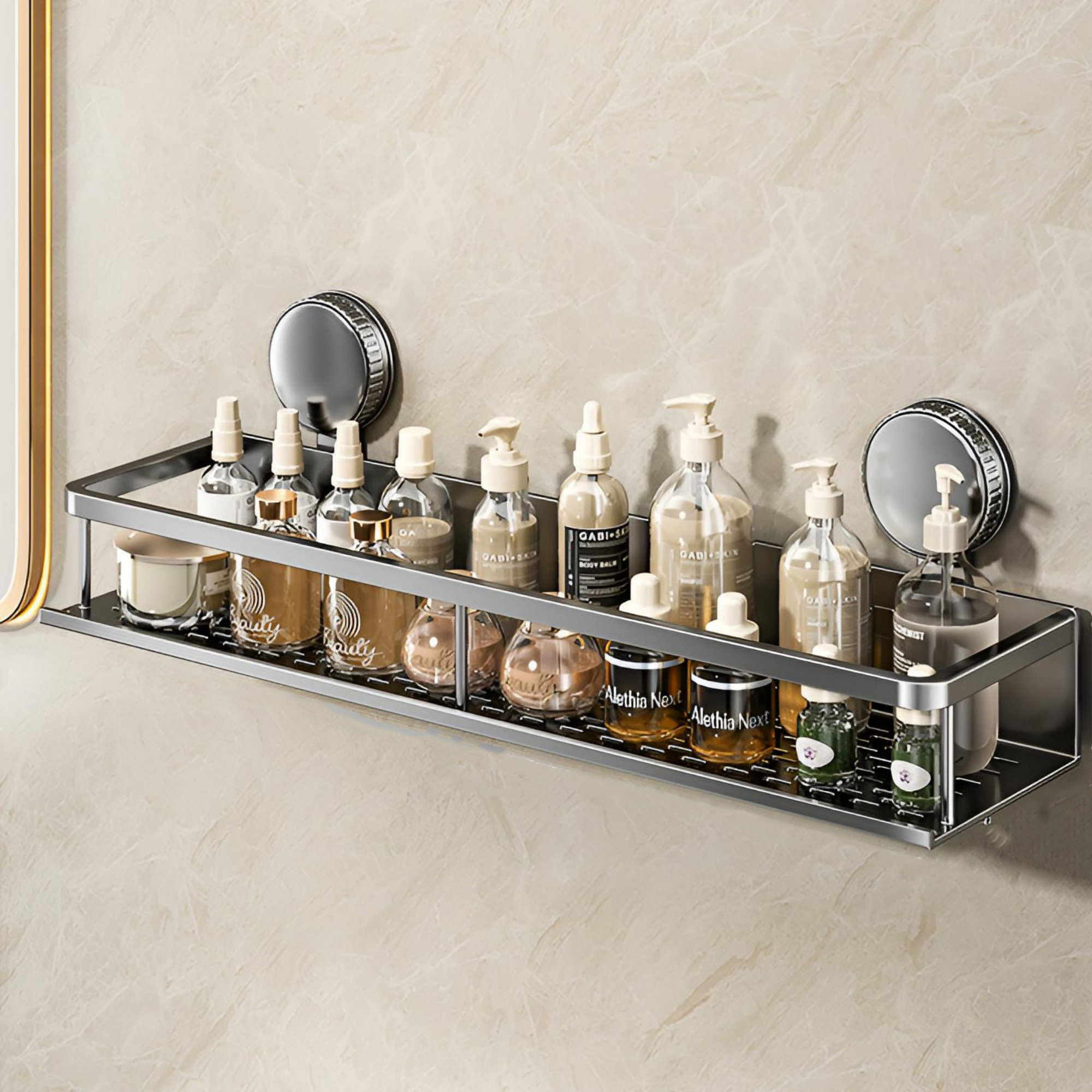 Latitude Run® Suction Cup Non Perforated Bathroom Storage Rack ...