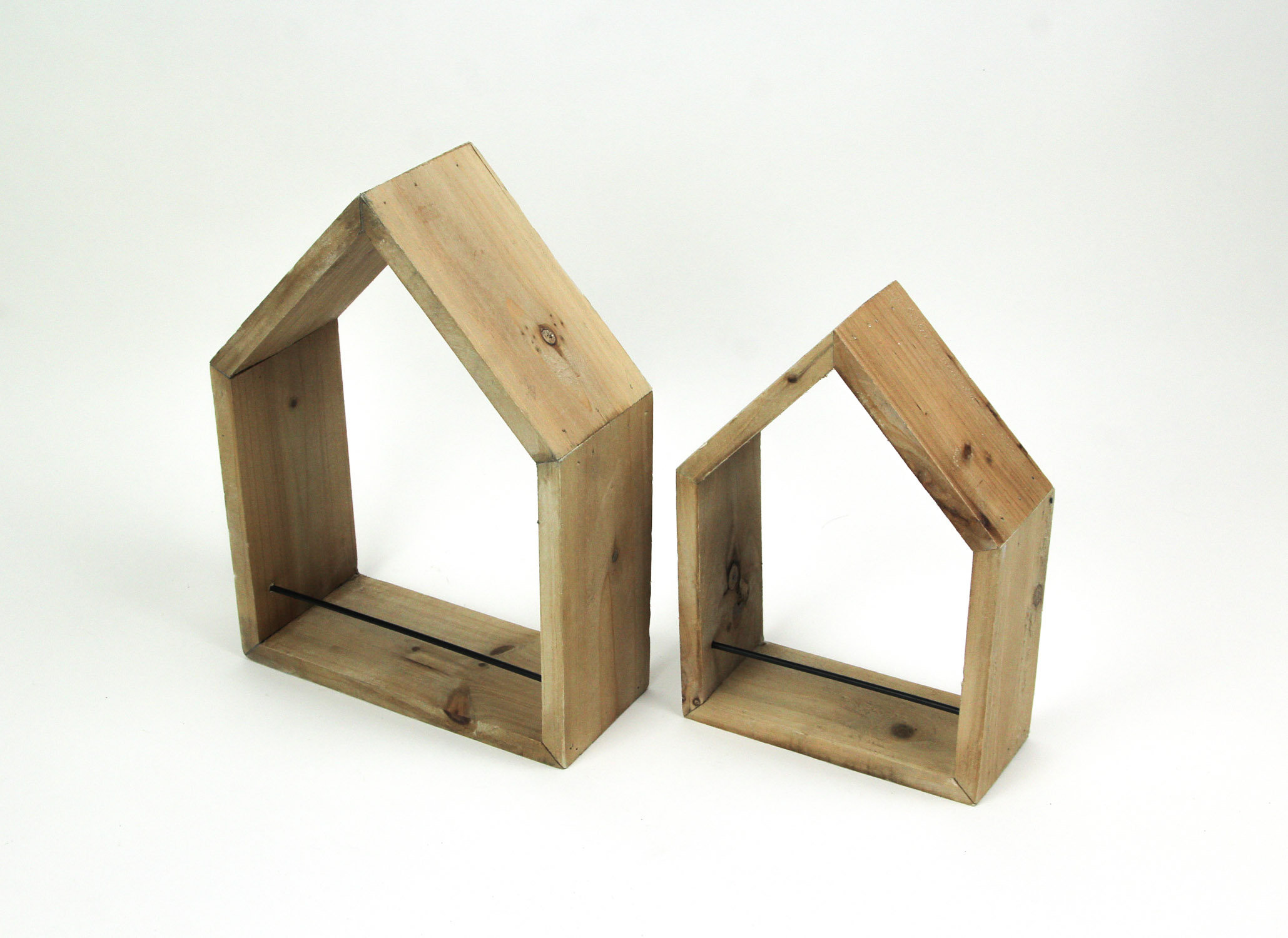 Gracie Oaks Set Of 2 House Shaped Wooden Wall Mounted Shelves | Wayfair