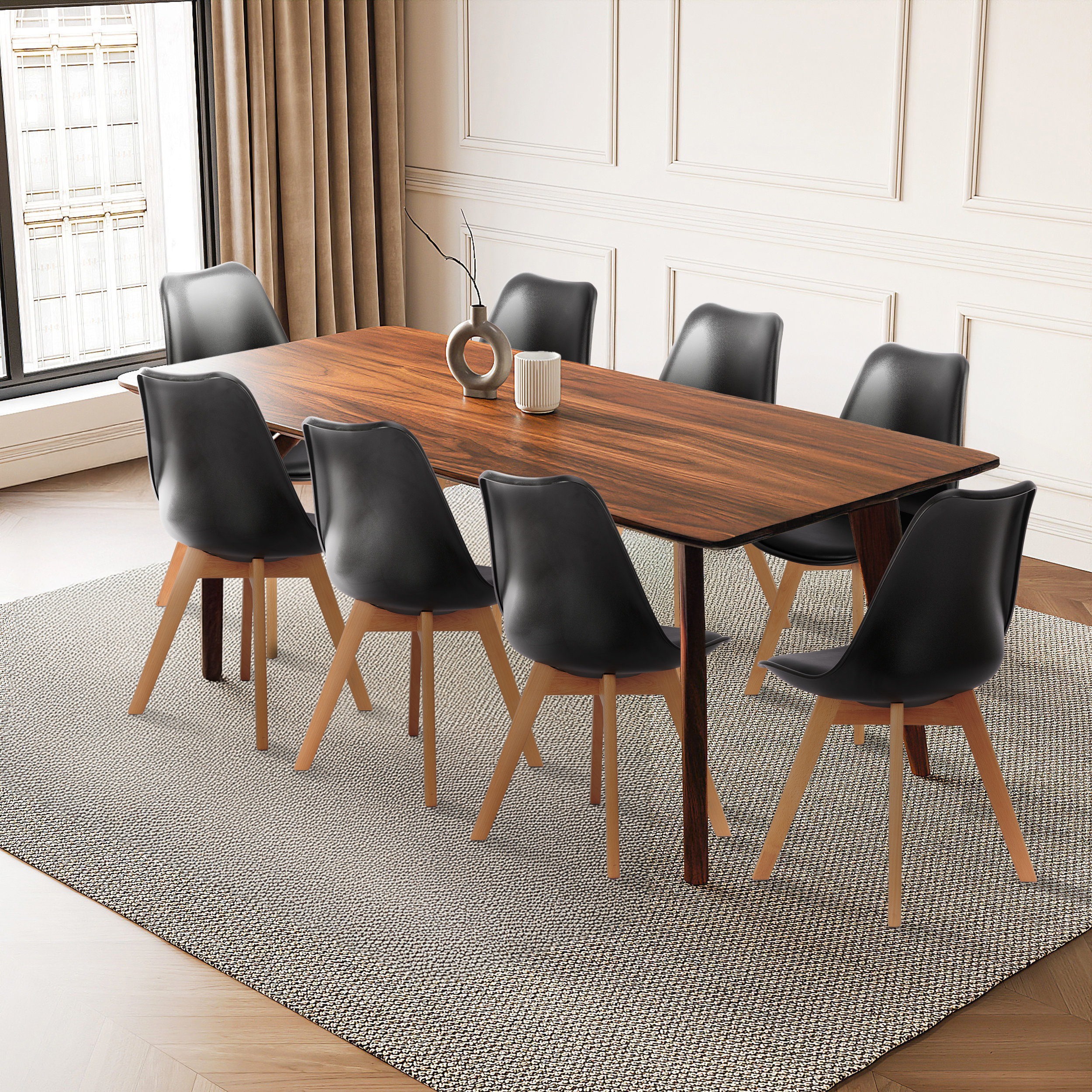 George Oliver Burvale PU Leather Shell Dining Chairs, Modern Side ...