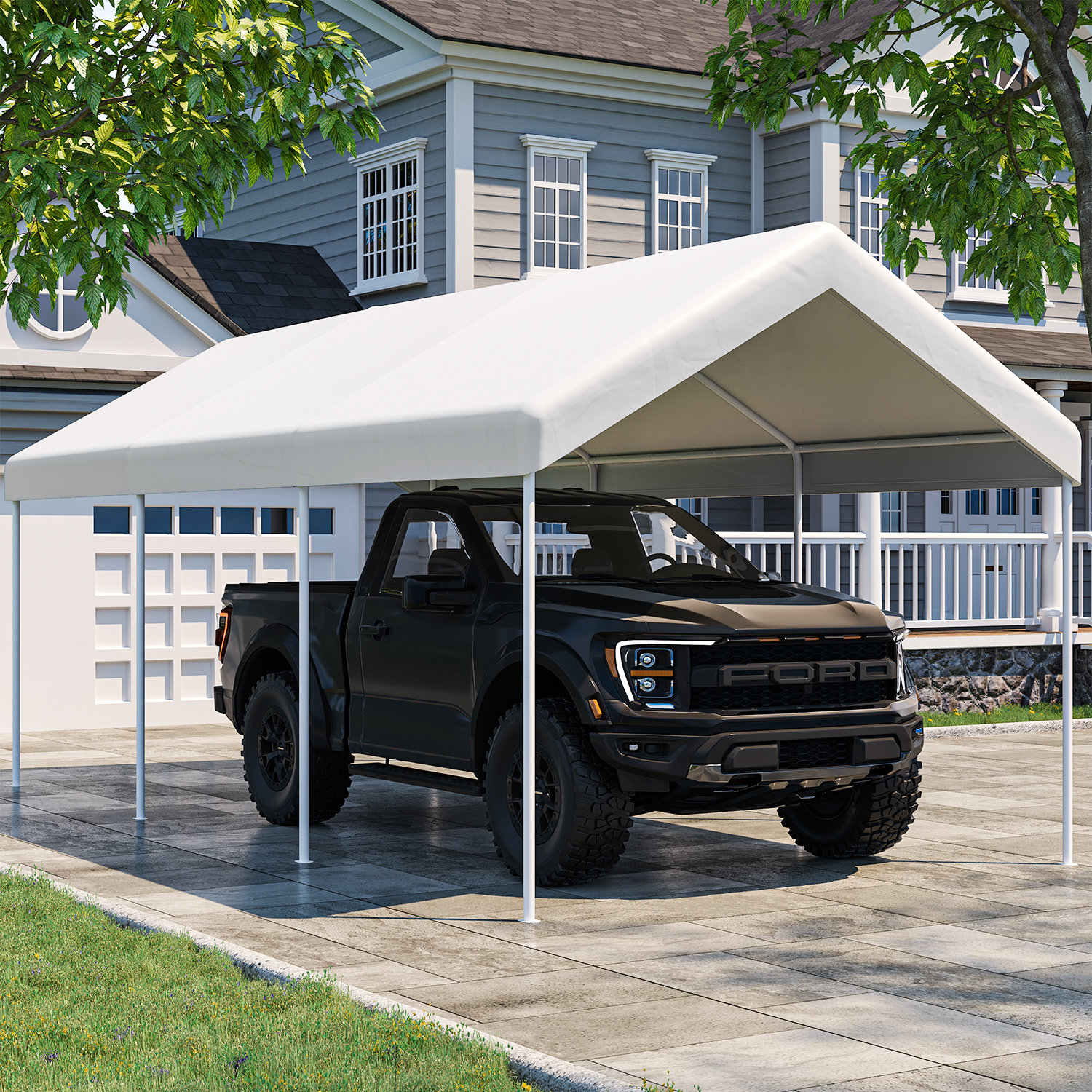 JolyDale 10 X 20ft Heavy Duty Portable Carport Canopy, Galvanized Frame ...