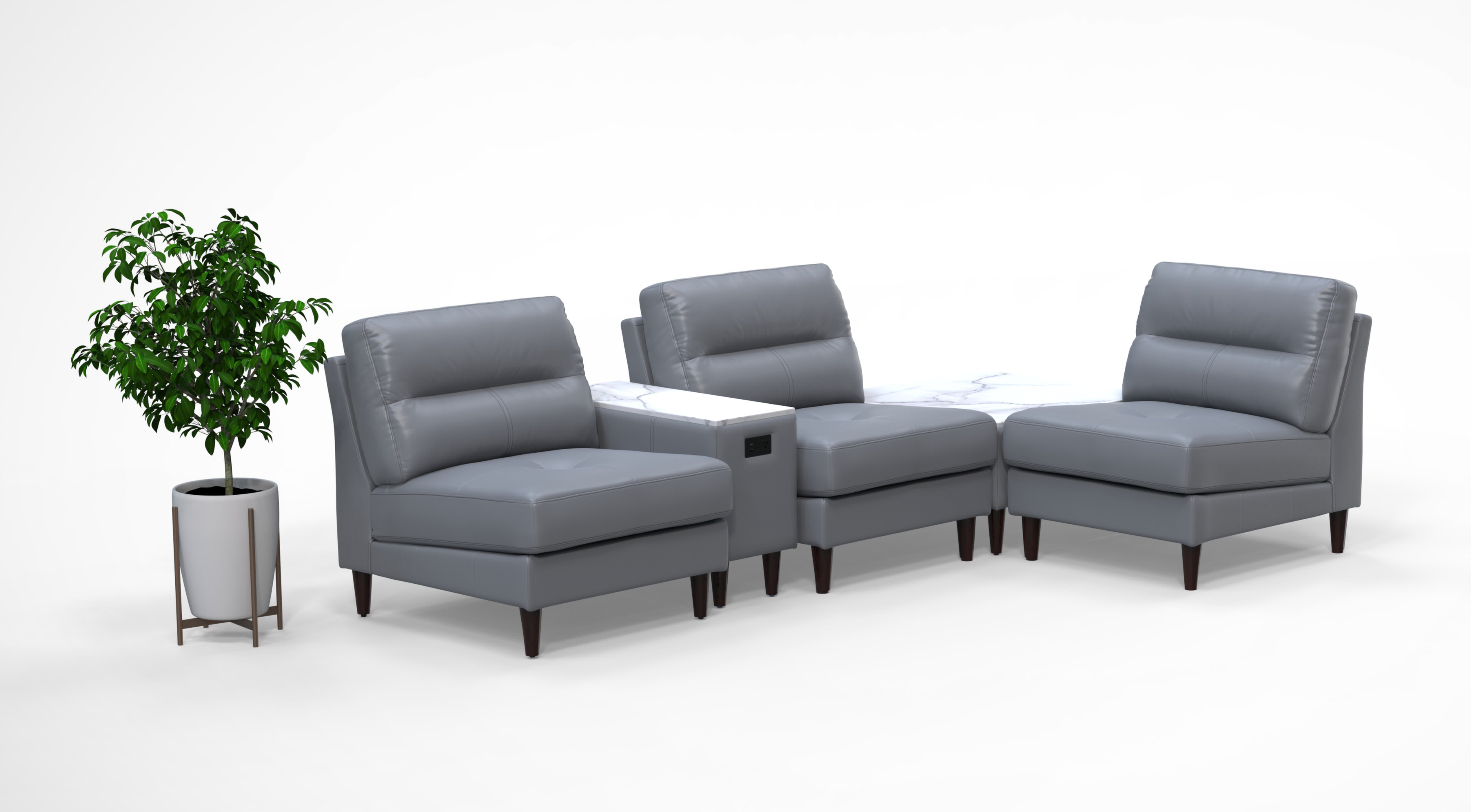 Reunion 3 Person Waiting Room Reception Chairs with Charging Tables Set ...