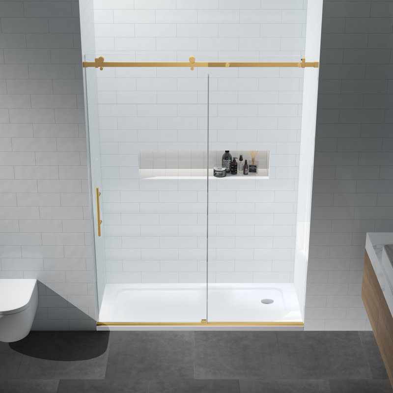 Zipcode Design™ Julien 48'' W x 76'' H Single Sliding Frameless Shower ...