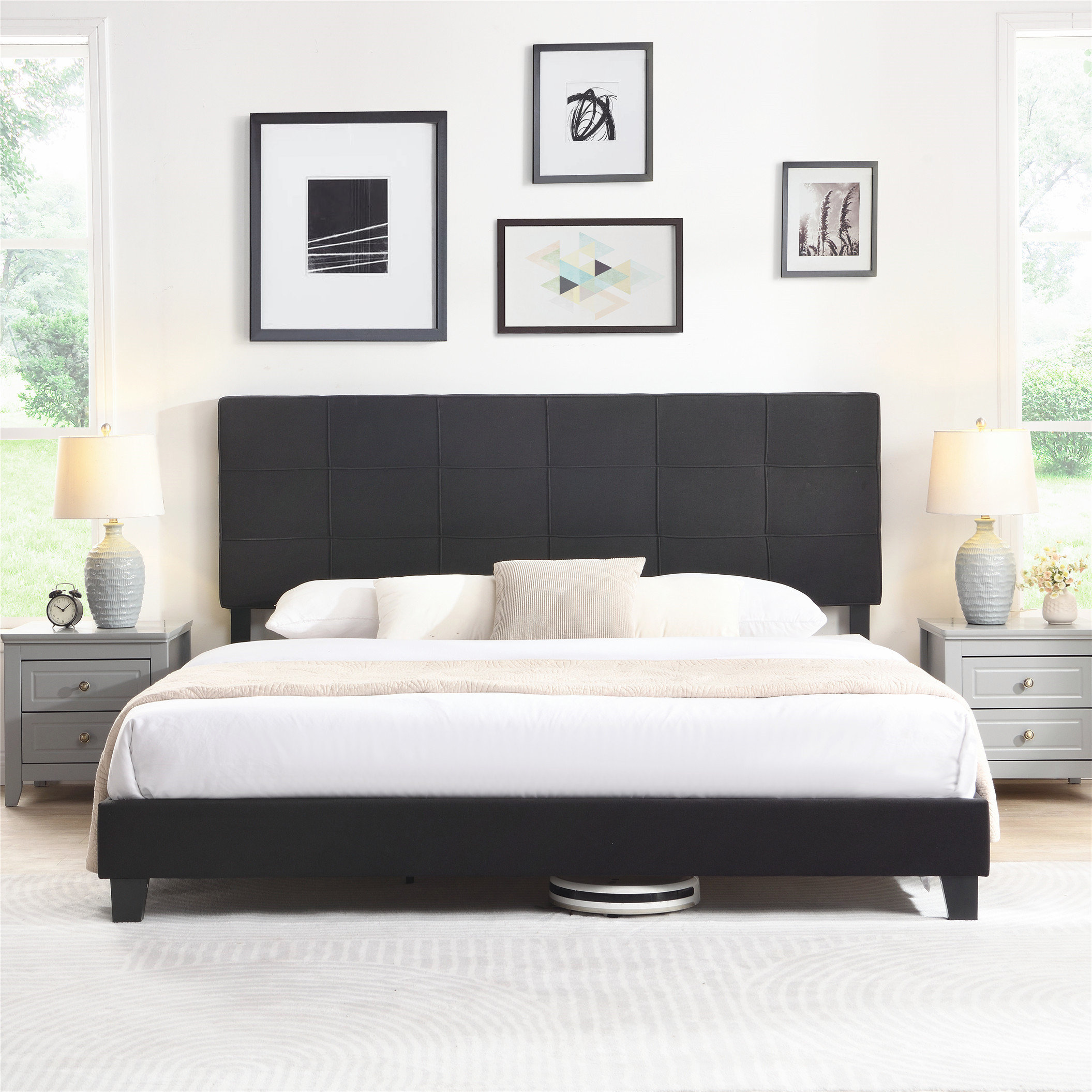 Latitude Run® Comfortable Upholstered Platform Bed Frame with Versatile ...
