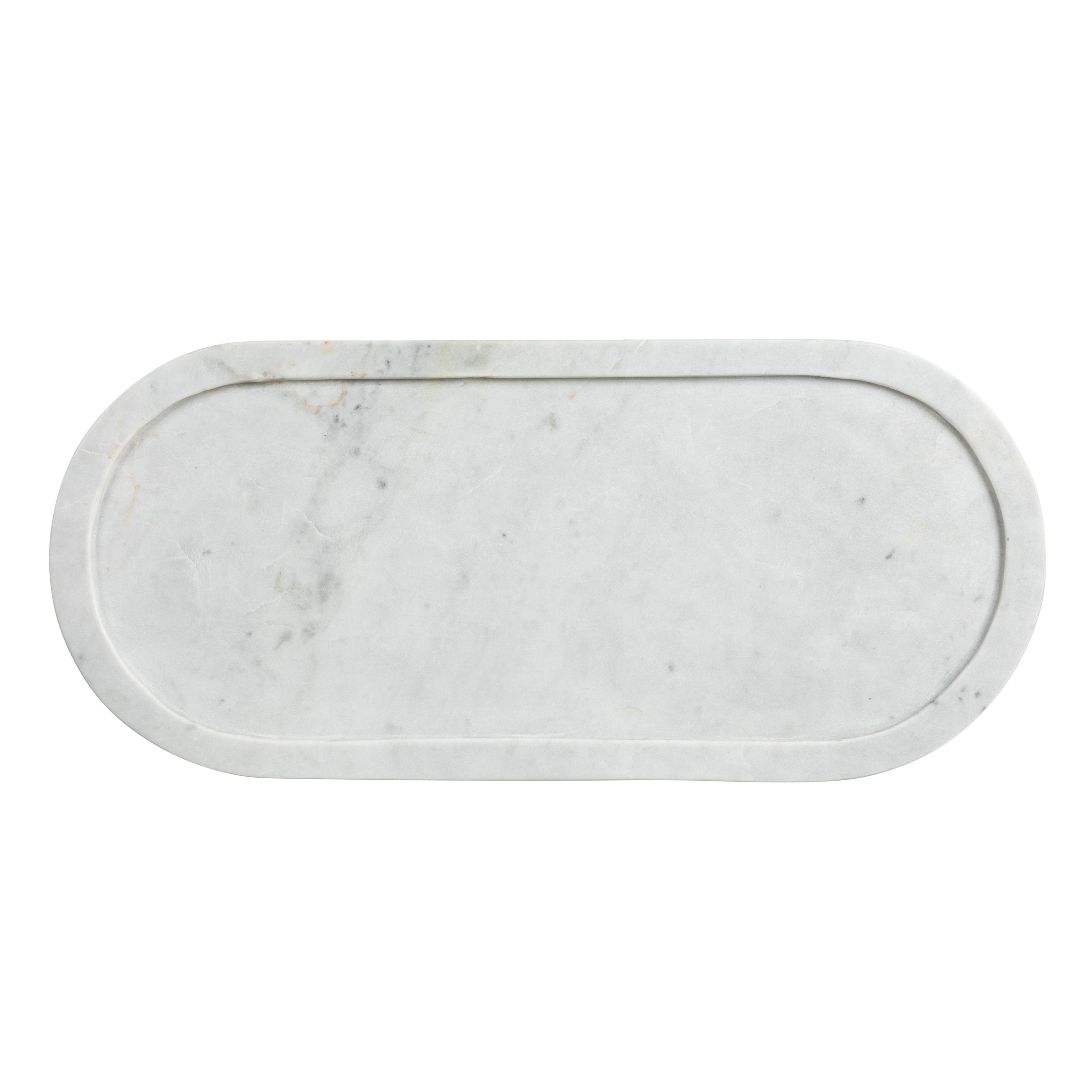 Wrought Studio™ Modern Oval Marble Serving Tray With Raised Edge | Wayfair