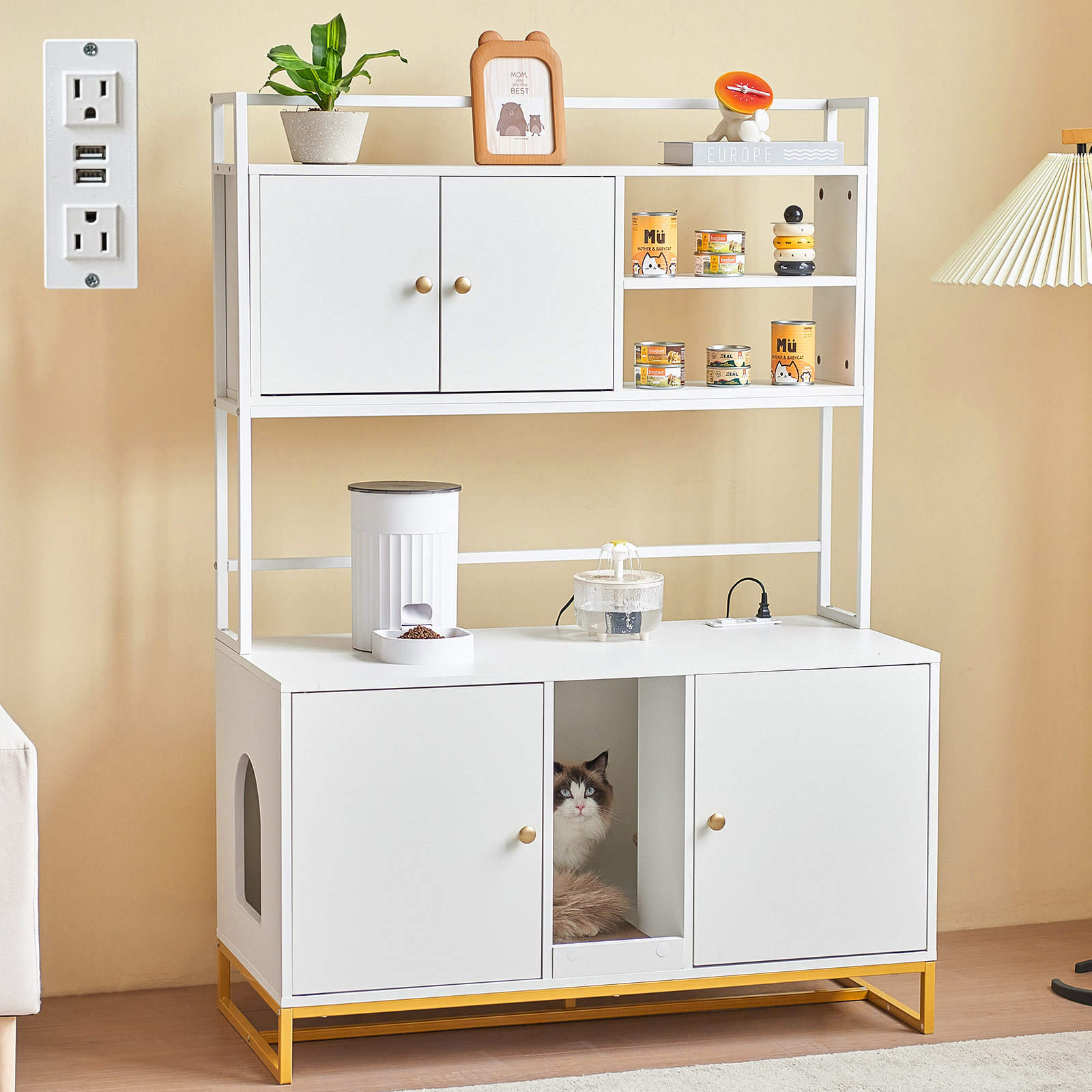 Tucker Murphy Pet™ 42.5"W 2 Doors Large Cat Litter Box Enclosures for 2 ...