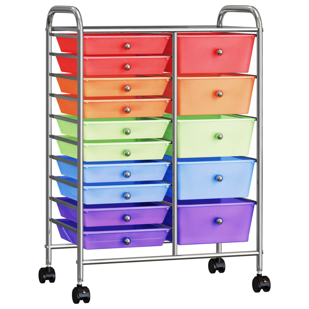 Vidaxl XXL 15-Drawer Mobile Storage Trolley Multicolour Plastic | Wayfair