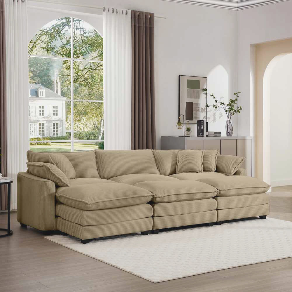 Hokku Designs Modular 3 Seater Sofa Set with Three Ottomans | Wayfair