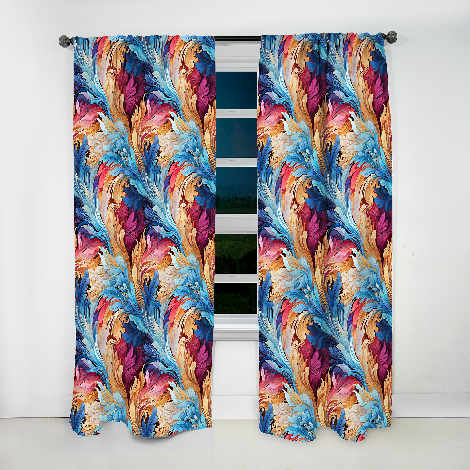 Design Art Ethno Paisley Harmony Marble Pattern - Glam Curtain - Velvet ...
