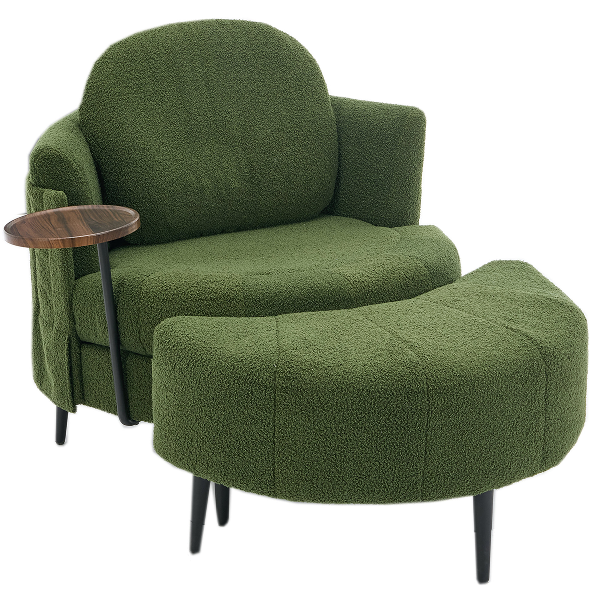 George Oliver Modern Lounge Chair with Convertible Side Table and ...