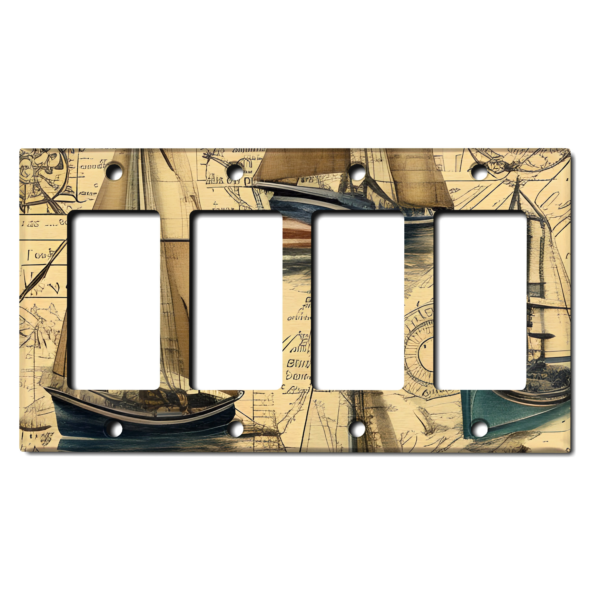 WorldAcc Metal Light Switch Plate Outlet Cover (Rustic Sail Boat ...