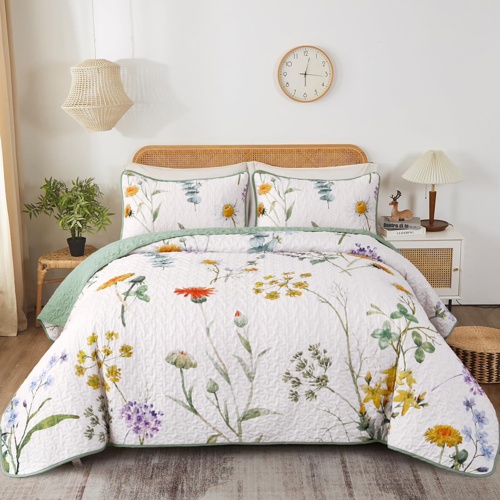 WONGS BEDDING 3 Pieces Floral Botanical Quilt Bedding Set | Wayfair
