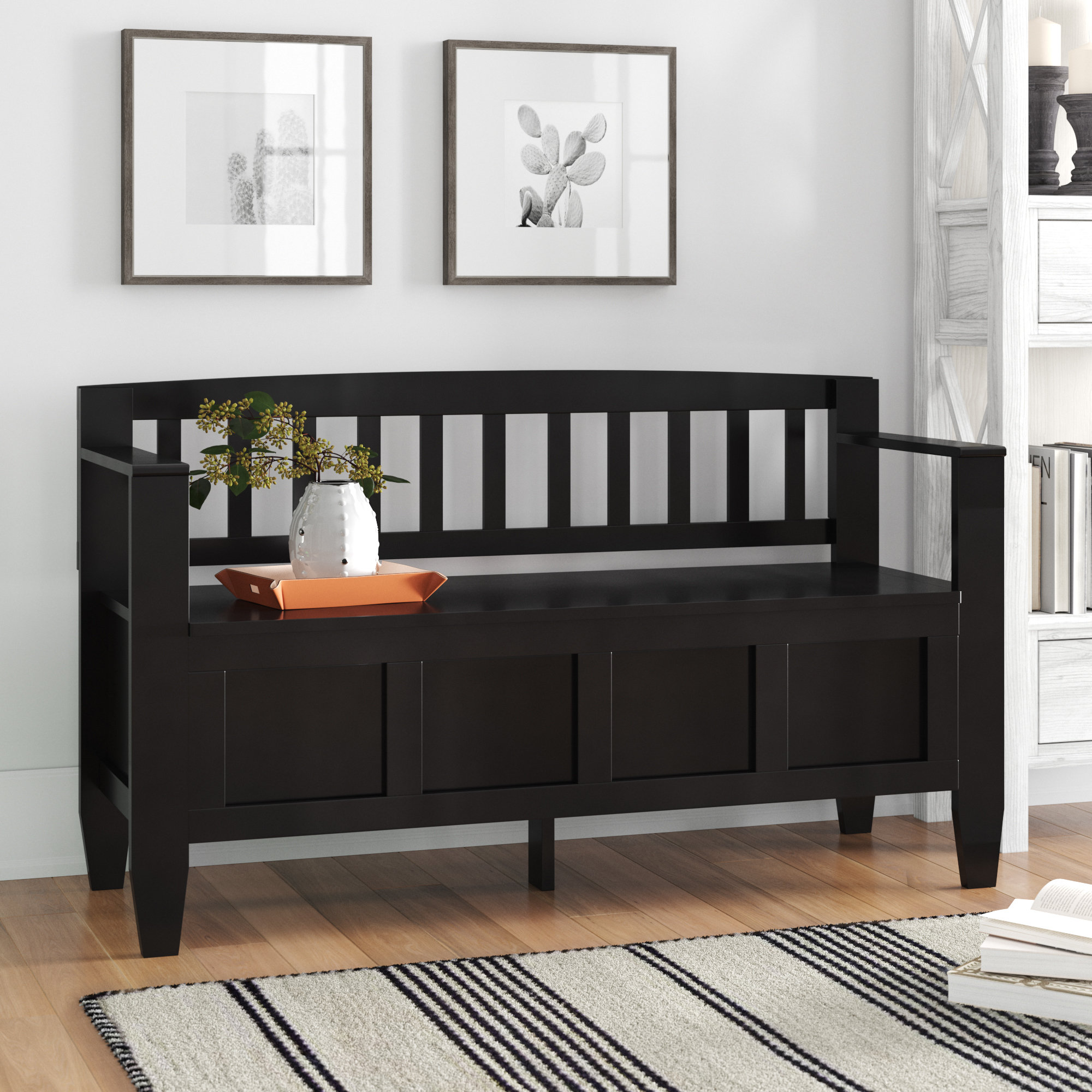 Simpli Home Brooklyn Solid Wood Flip Top Storage Bench & Reviews ...