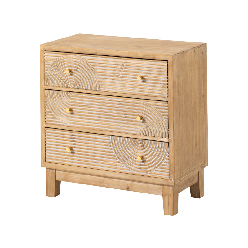 Loon Peak® Fayola Rustic Farmhouse Three Drawer Dresser, Mid Century 3 ...