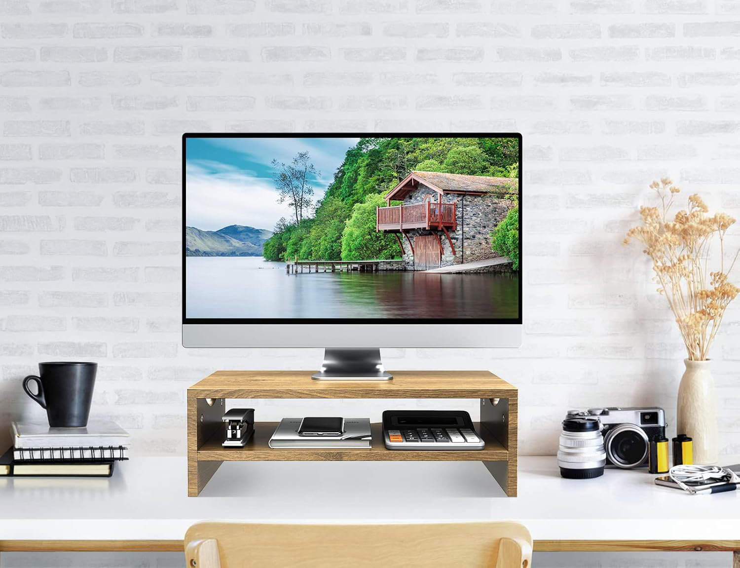 Loon Peak® Kaitann Monitor Stand Riser, 2 Tiers Laptop Computer Monitor ...