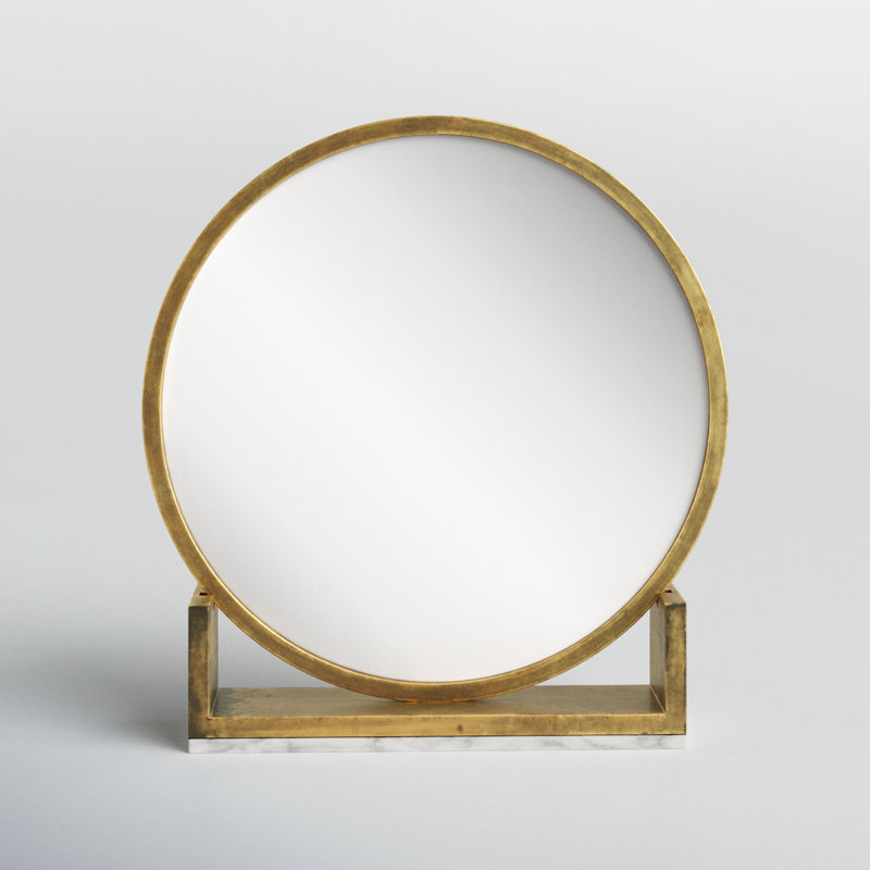 Birch Lane™ Marble Round Floor Mirror | Wayfair