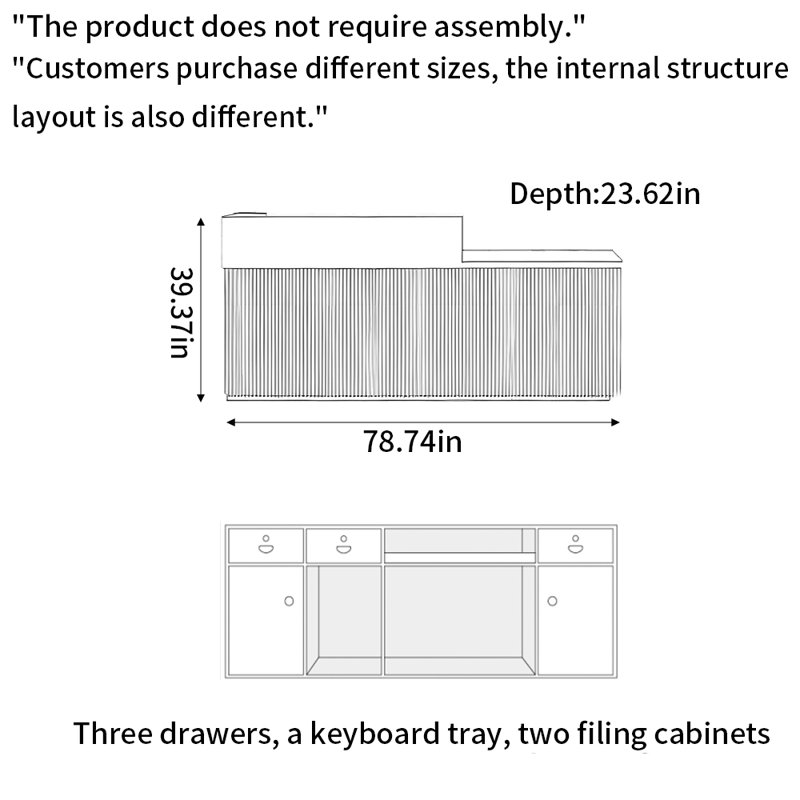 Artistic Soul XKX Premium Furniture Rectangular Modern Front Desk ...