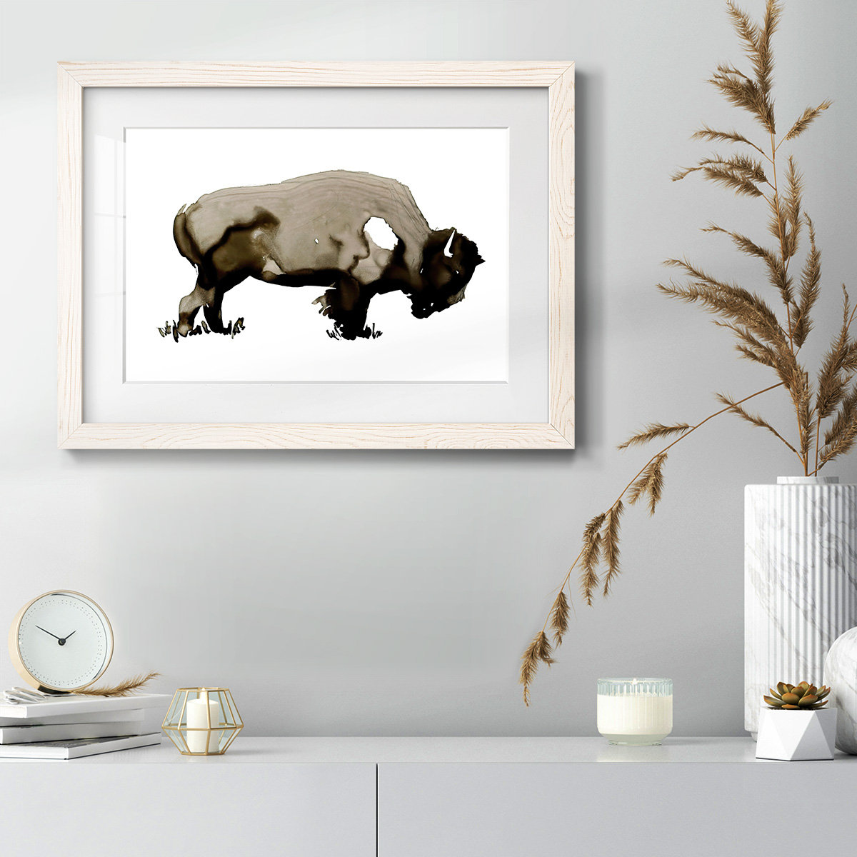 Union Rustic Monochrome Bison I - Single Picture Frame Print | Wayfair