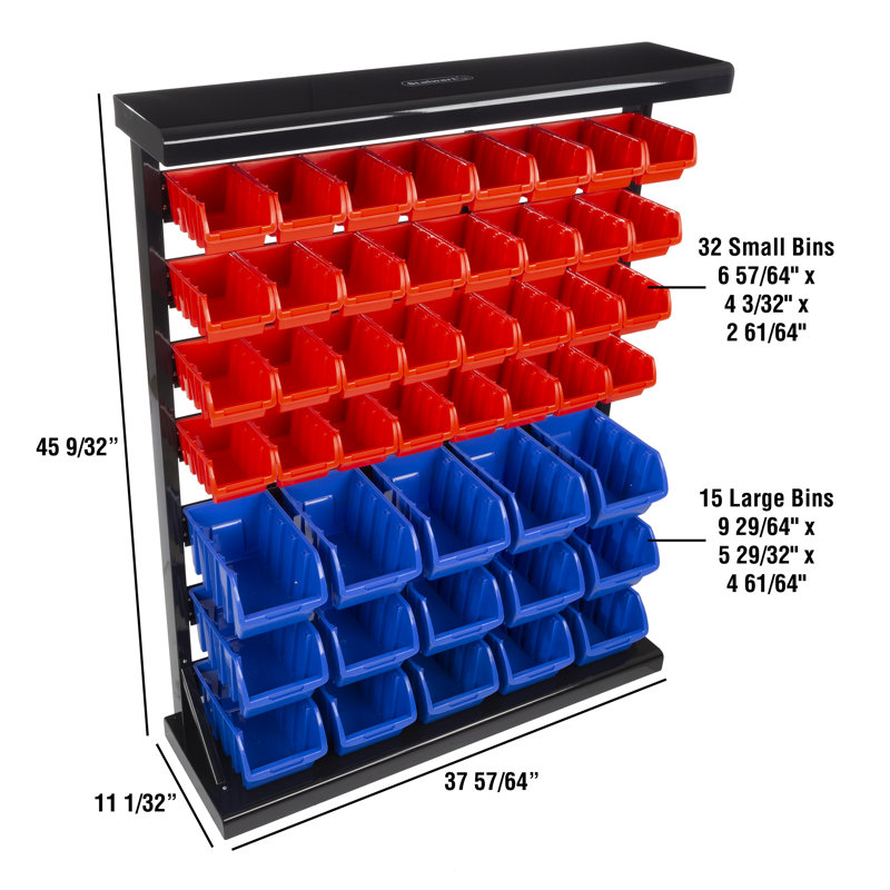 Stalwart 47 Bin Tool Organizer - Wall Mountable Container for Garage ...
