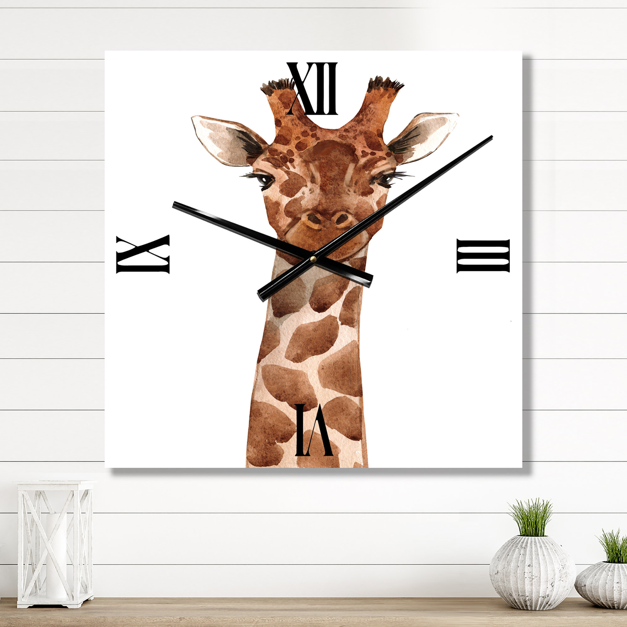 East Urban Home Portrait of a Giraffe X - Farmhouse Wall Clock | Wayfair