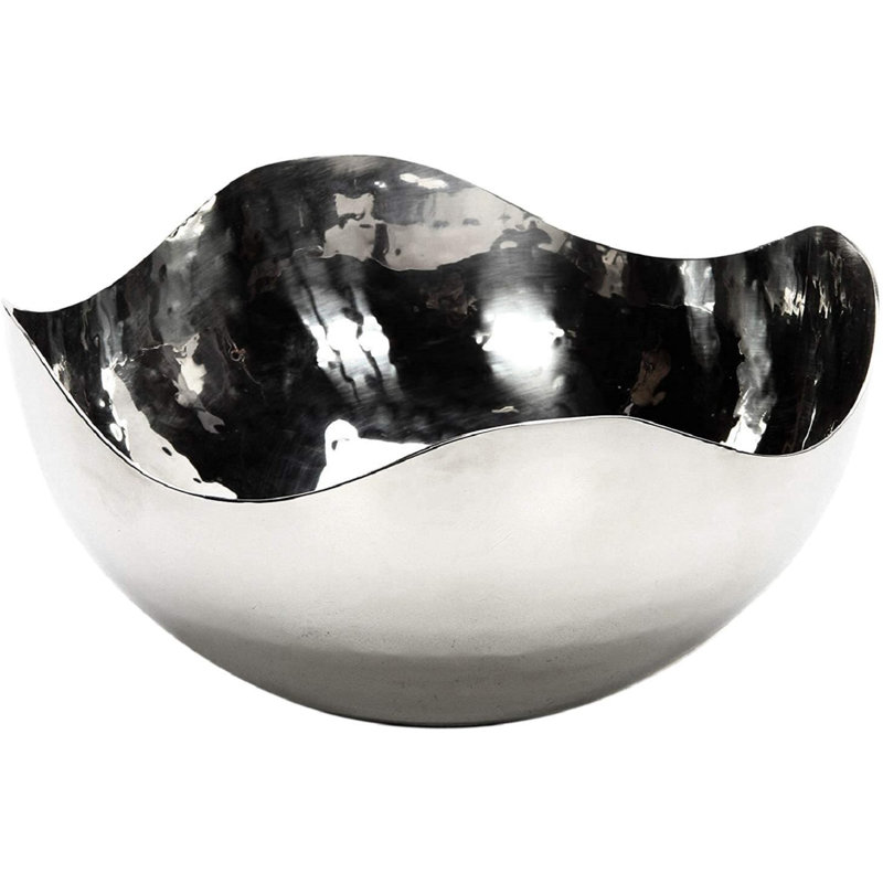 Wrought Studio™ Bloomsbury Metal Abstract Decorative Bowl in Silver ...