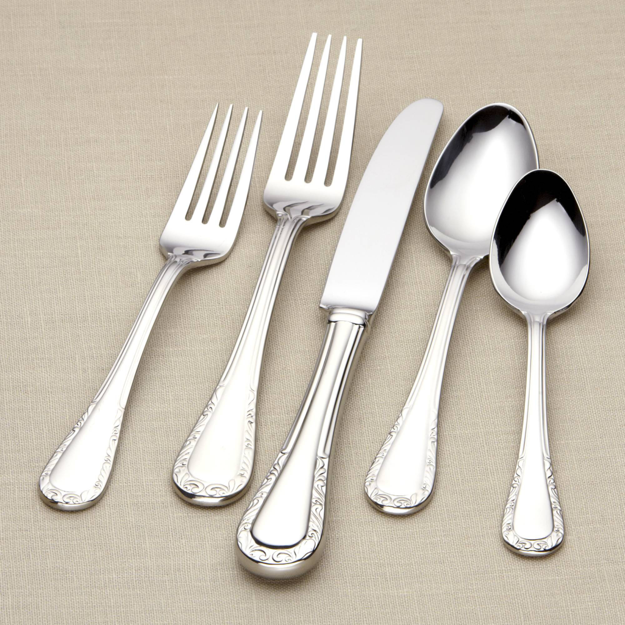 Lenox Venetian Lace 5 Piece 18/10 Stainless Steel Flatware Set, Service ...