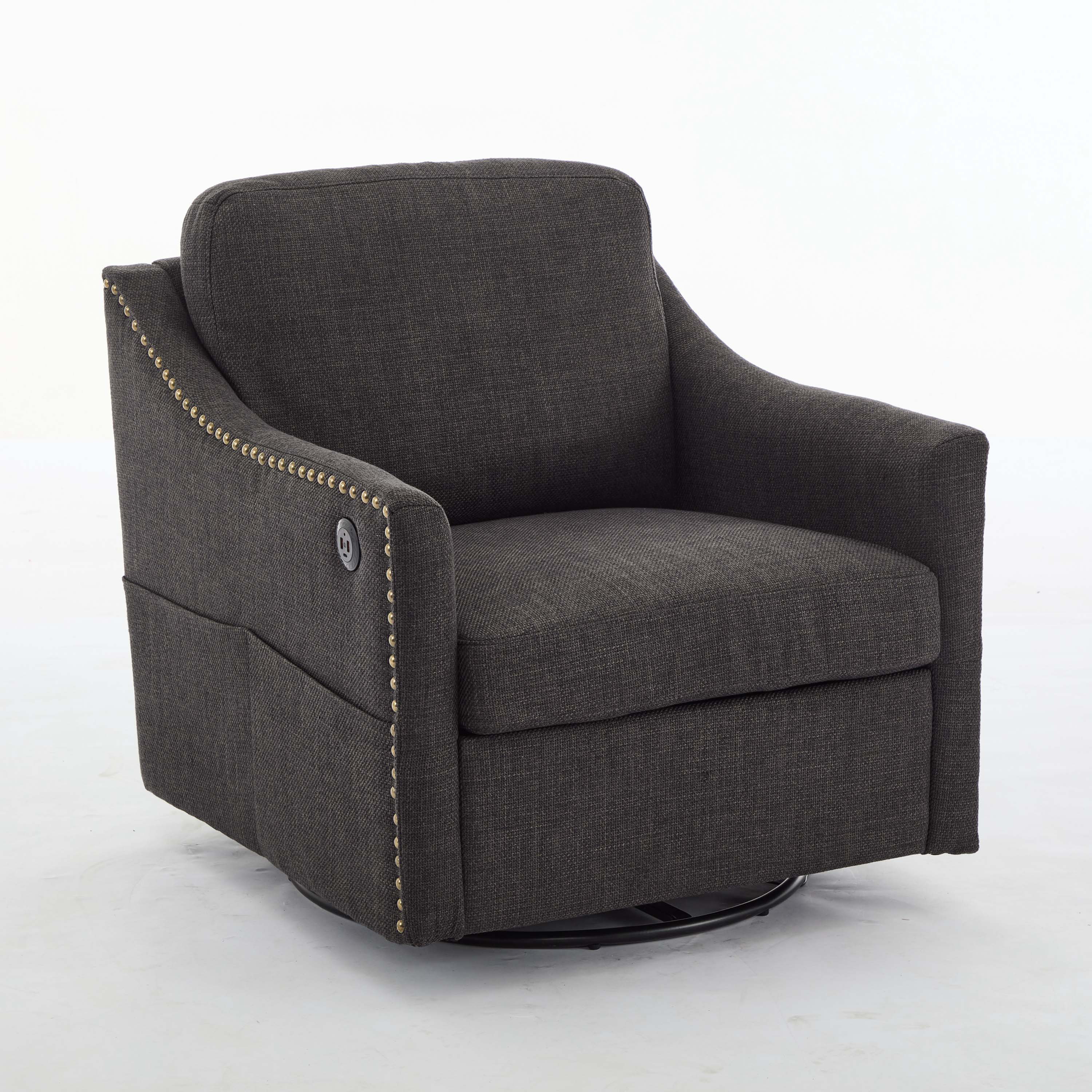 Red Barrel Studio® dark grey 360 degree swivel rotating accent chair ...