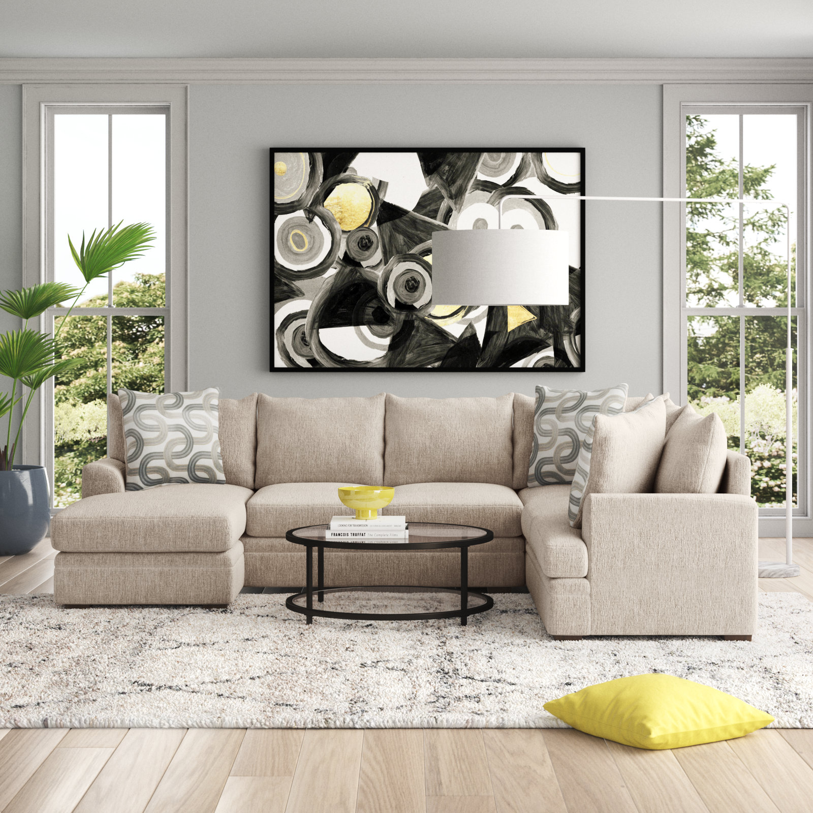 Wade Logan Azjah 123" Wide Right Hand Facing Sectional with Chaise ...