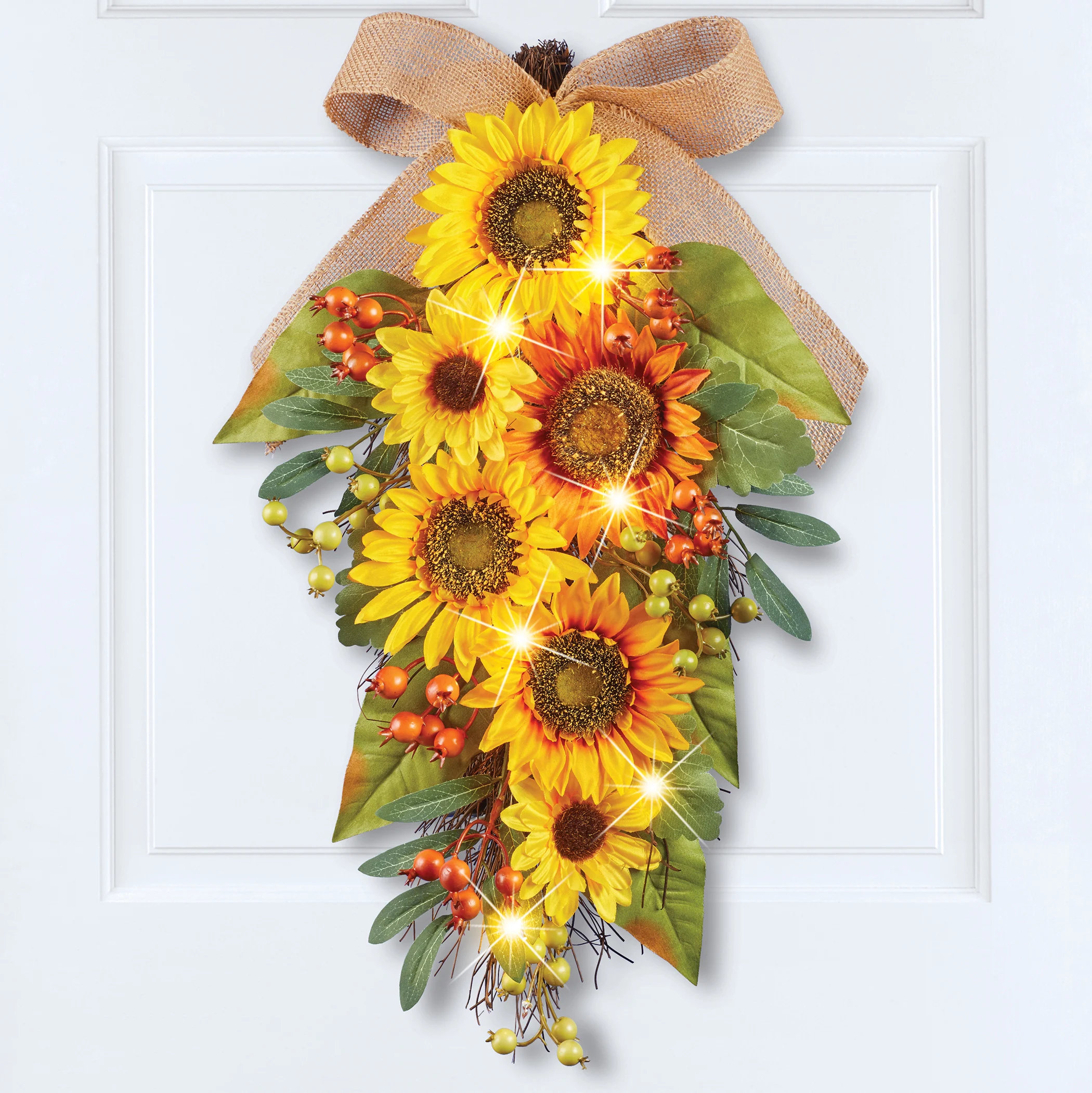Ophelia & Co. Beautiful Yellow Sunflower LED Lighted Hanging Swag | Wayfair