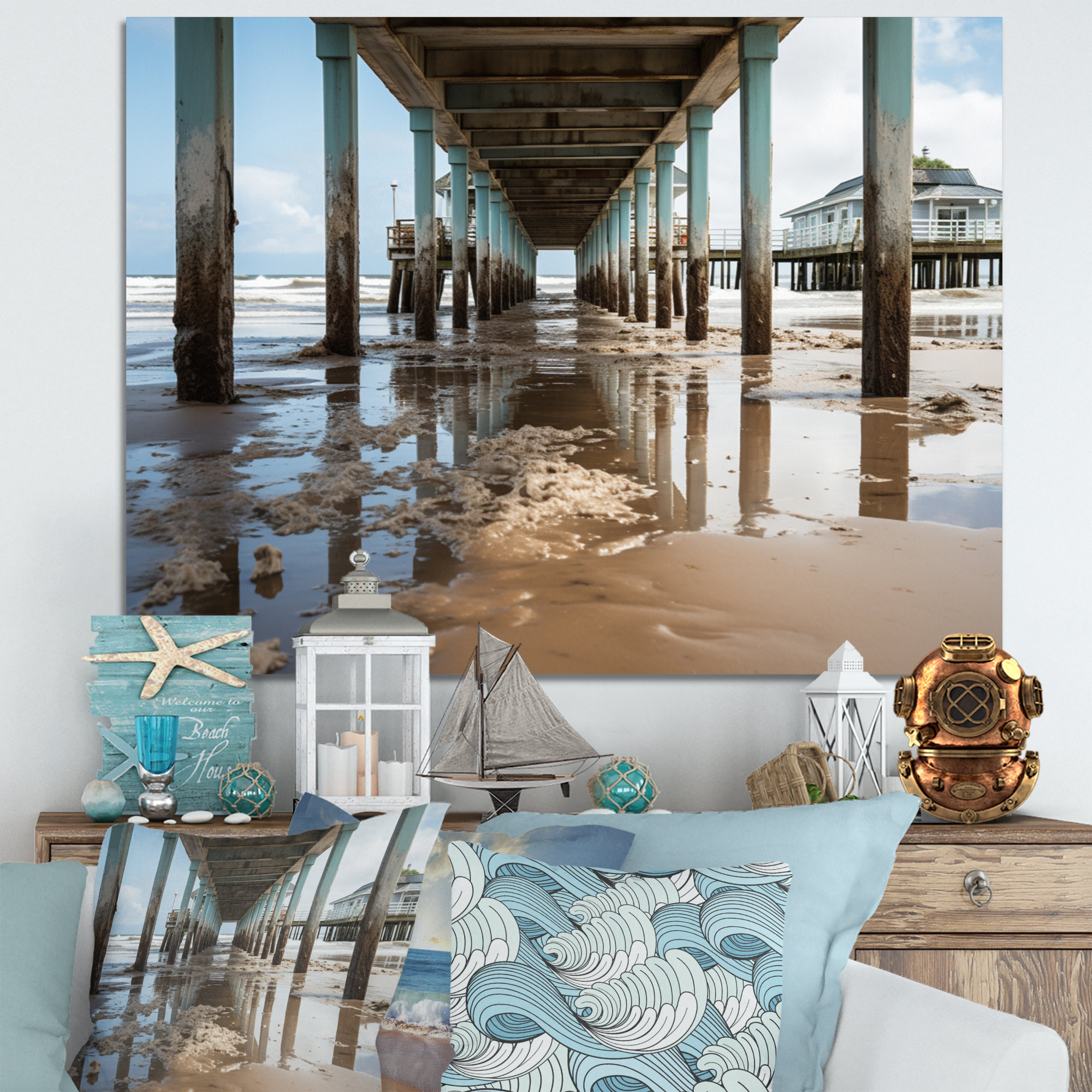 Highland Dunes Pier Abstract Pier An I - Coastal Pier Wall Decor ...